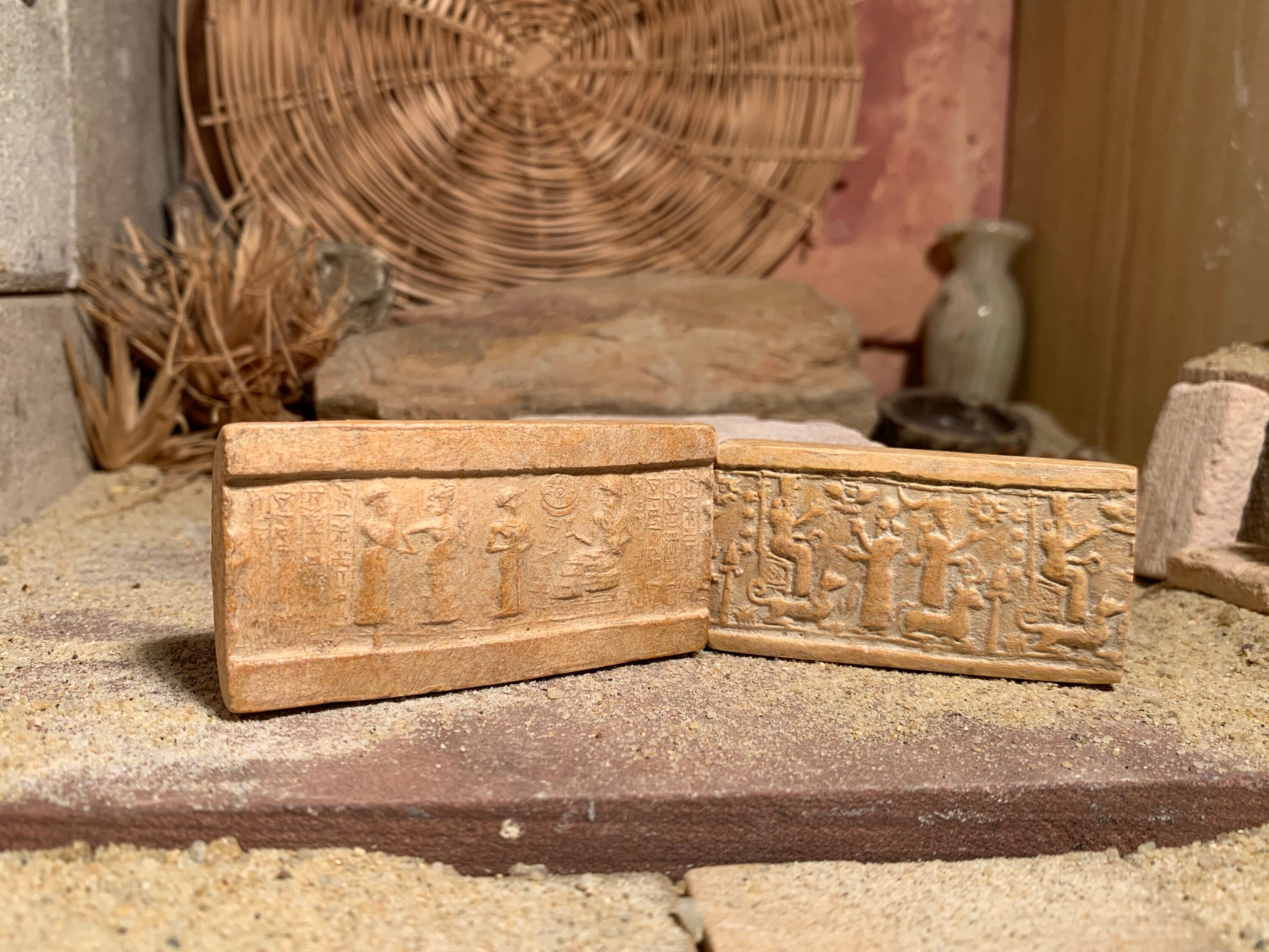 Sumerian and Assyrian cylinder seal impressions x 2 - Ur Nammu and ...