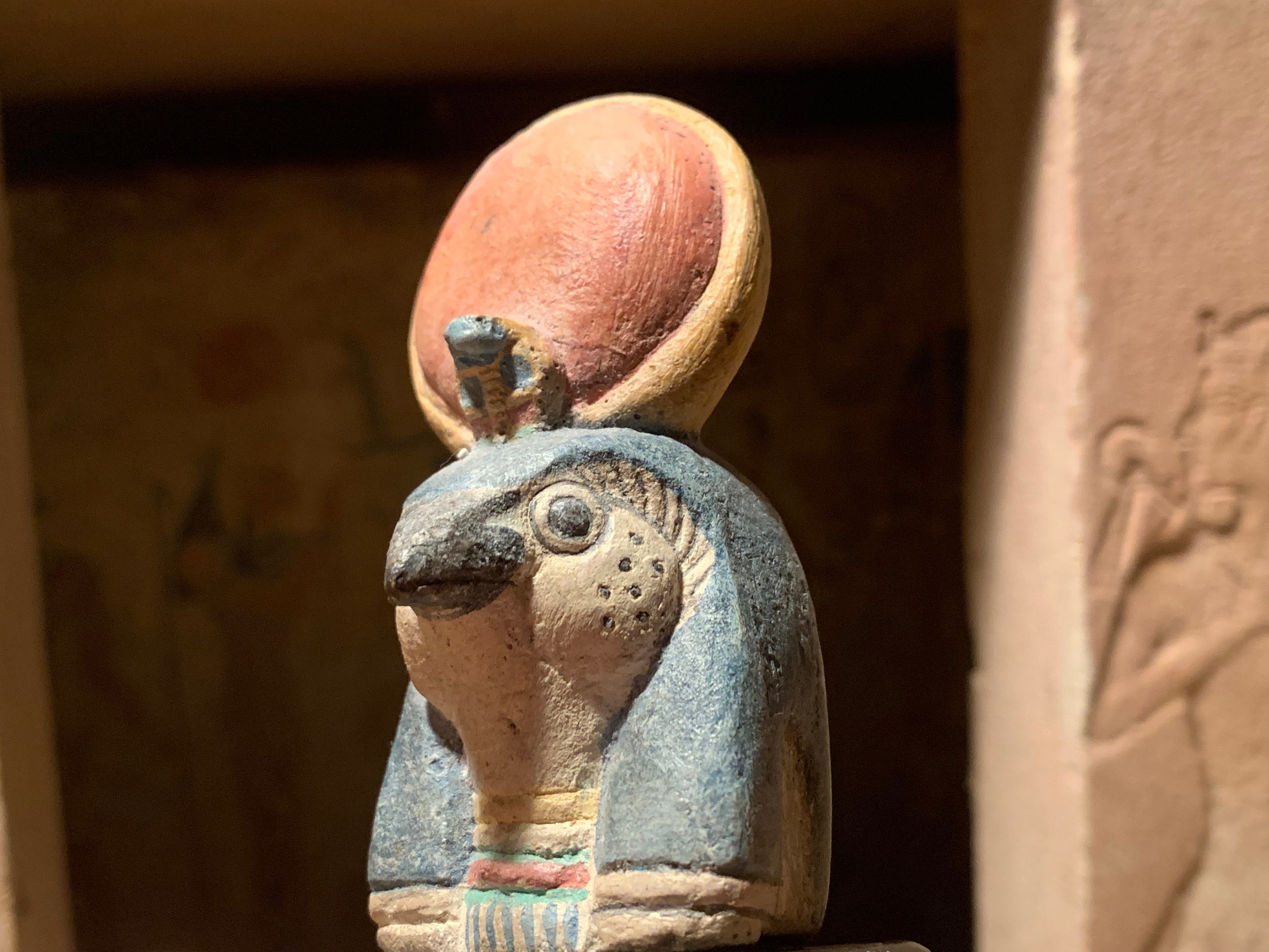 Egyptian statue / sculpture replica of Ra the sun god.