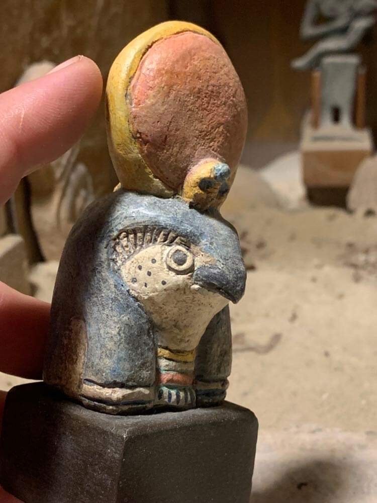 Egyptian statue / sculpture replica of Ra the sun god.