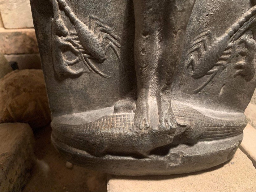 Egyptian statue / cippus - A magical stela featuring Horus the saviour ...