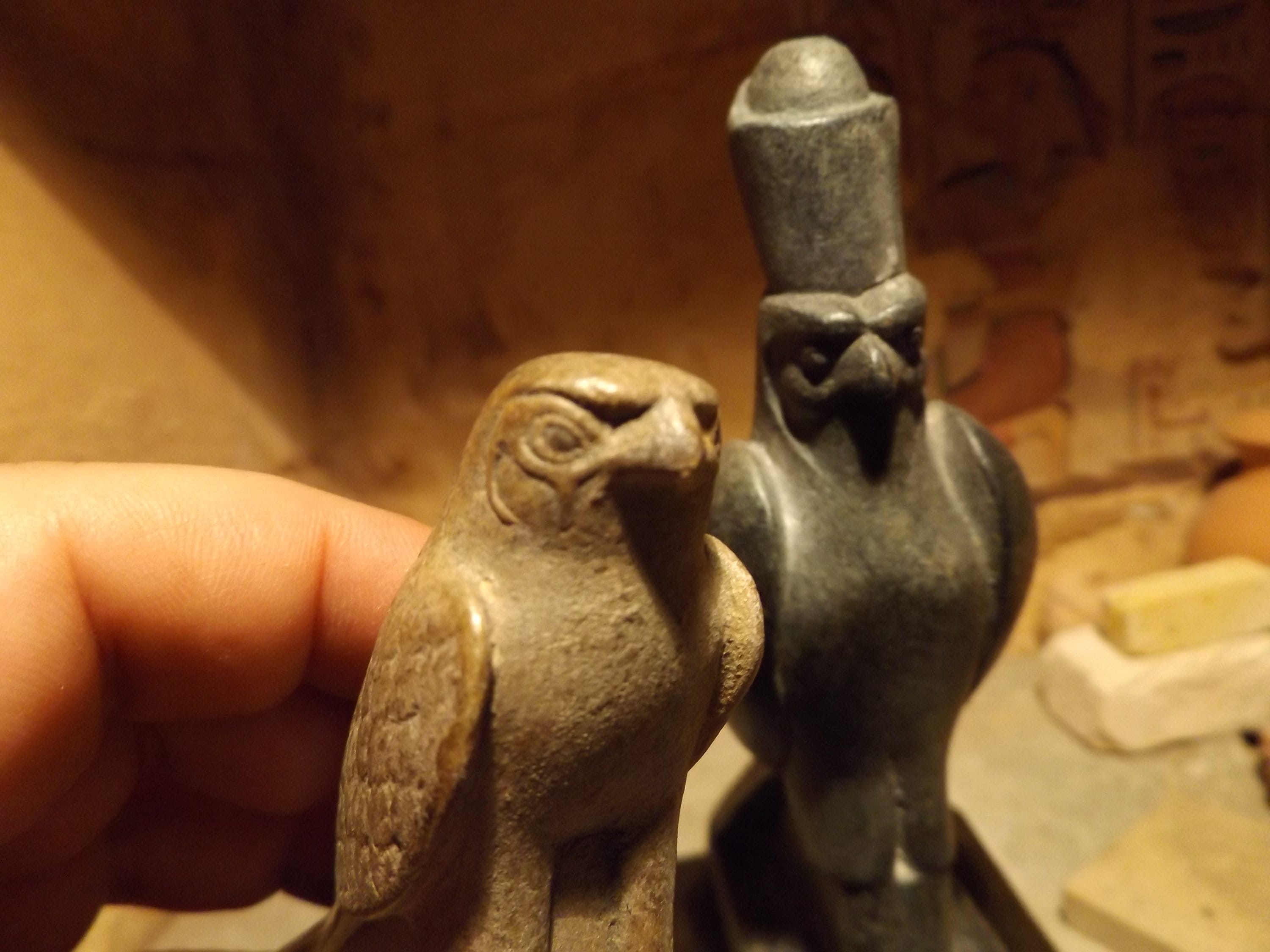 Egyptian statue set - Horus the sky god. 2 figures amulet. Egyptian art ...
