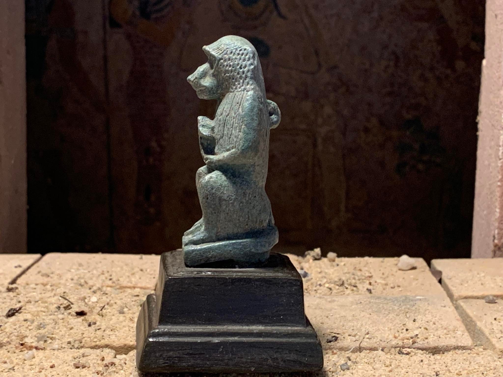 Egyptian statue of Thoth - God of writing, wisdom, records. Baboon form ...