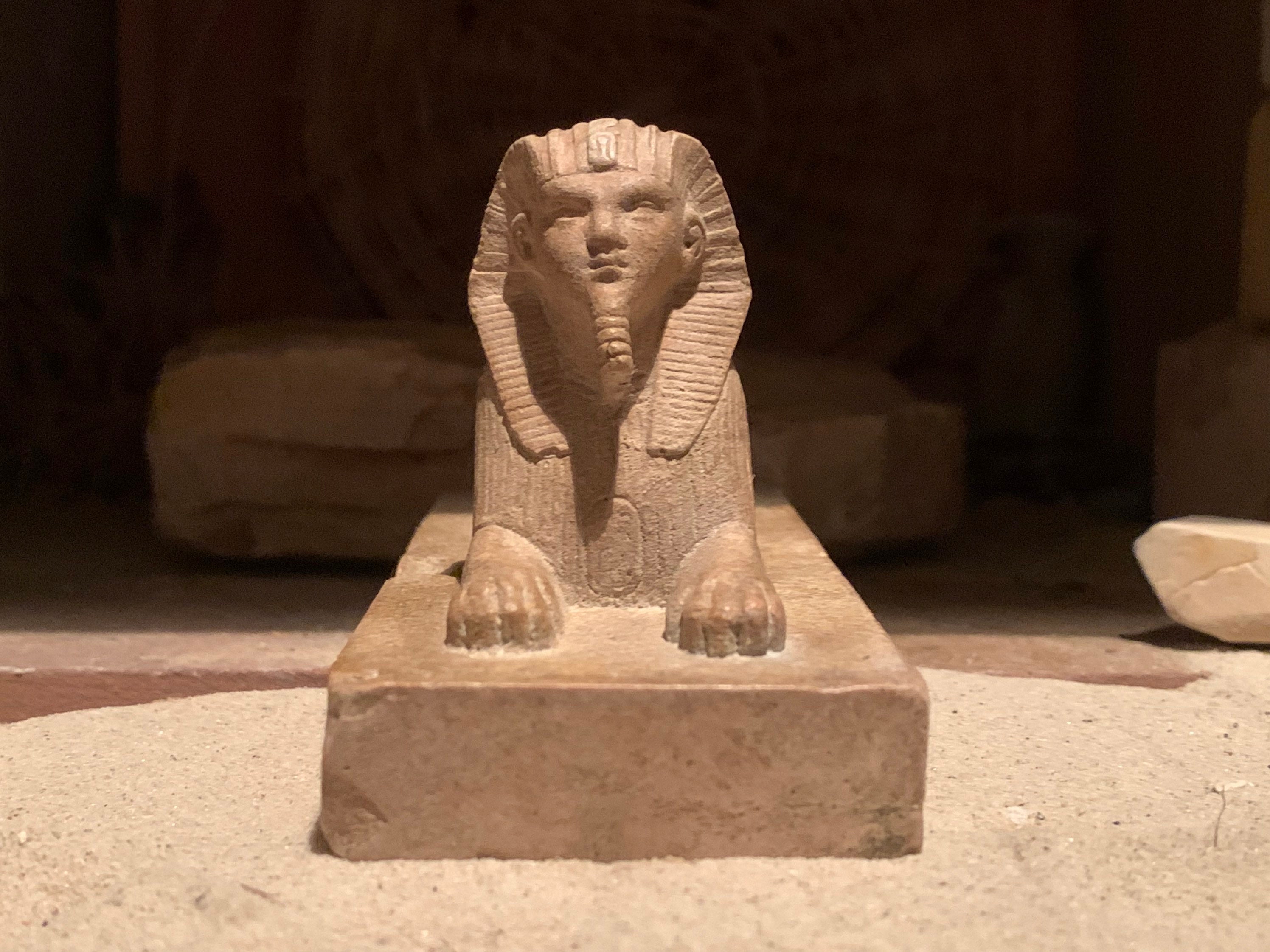Egyptian Sphinx statue and amulet replica set. Egyptian sculpture and ...