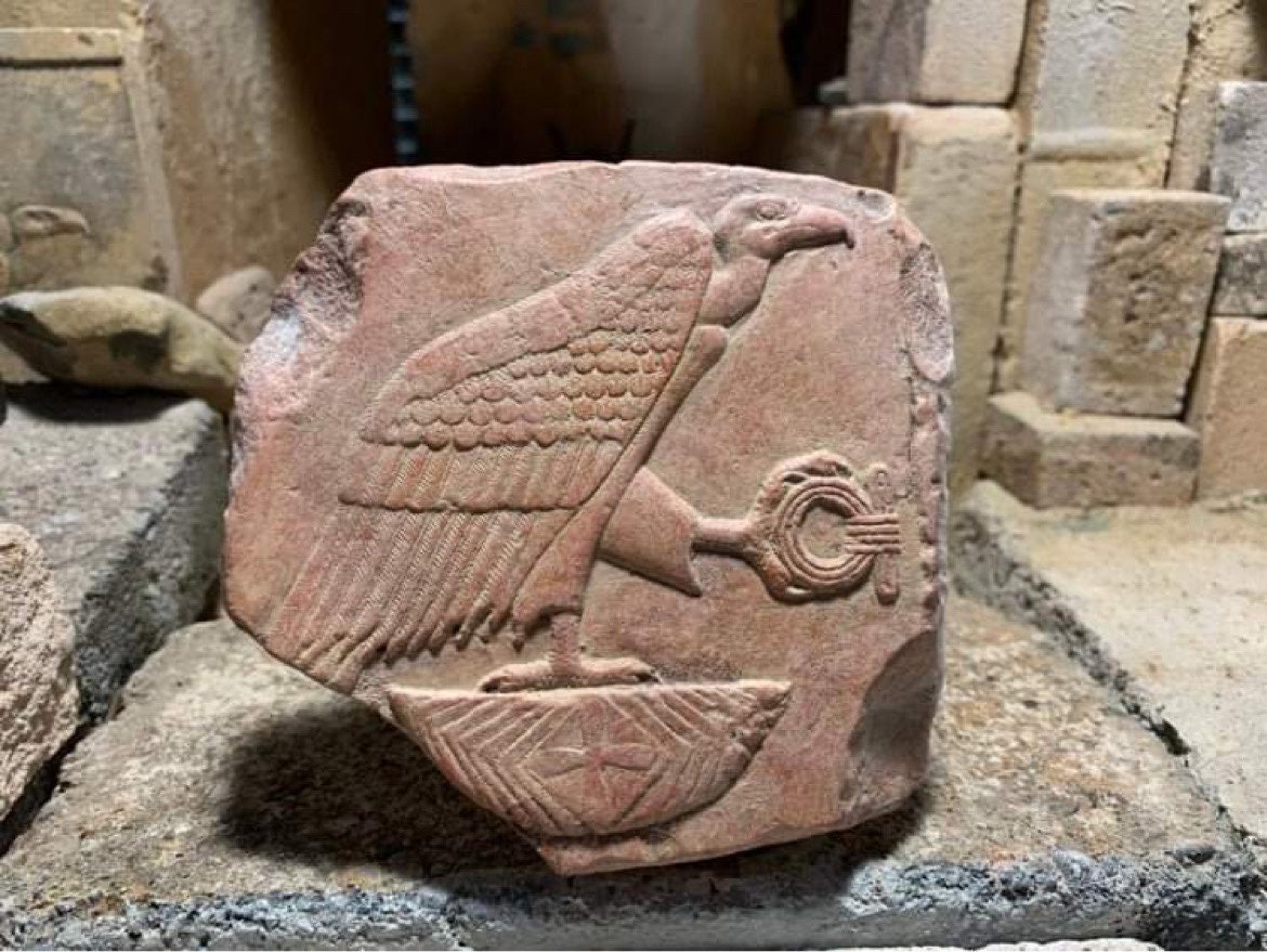 Egyptian art / sculpture relief of Nekhbet - Vulture goddess - Hierolglyph
