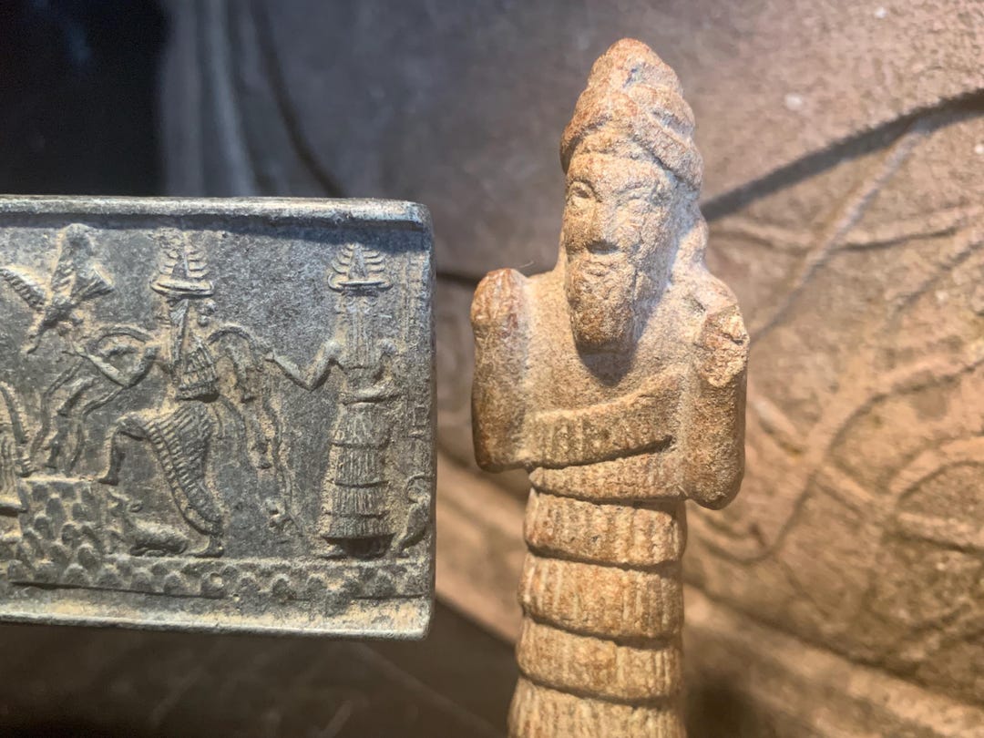 Sumerian Statue and Seal Impression Replica. Enki, Ishtar, Shamash ...
