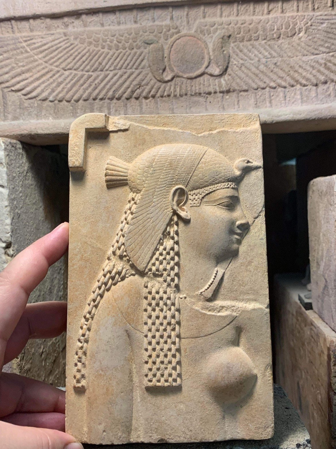 Egyptian art - Cleopatra dressed as the Goddess Isis - Relief sculpture ...