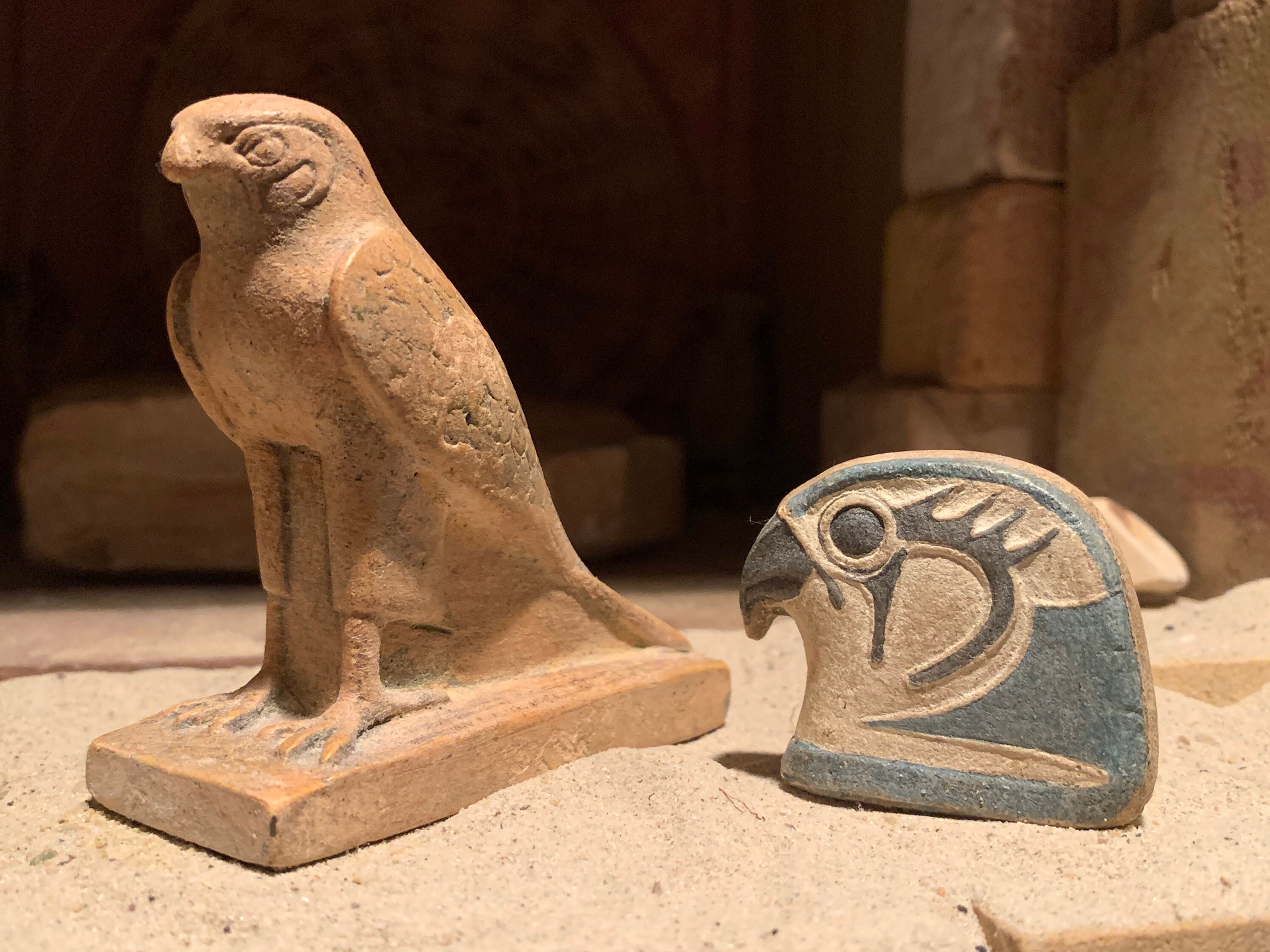 Egyptian statue set - Horus the sky god figure amulet. Egyptian art ...