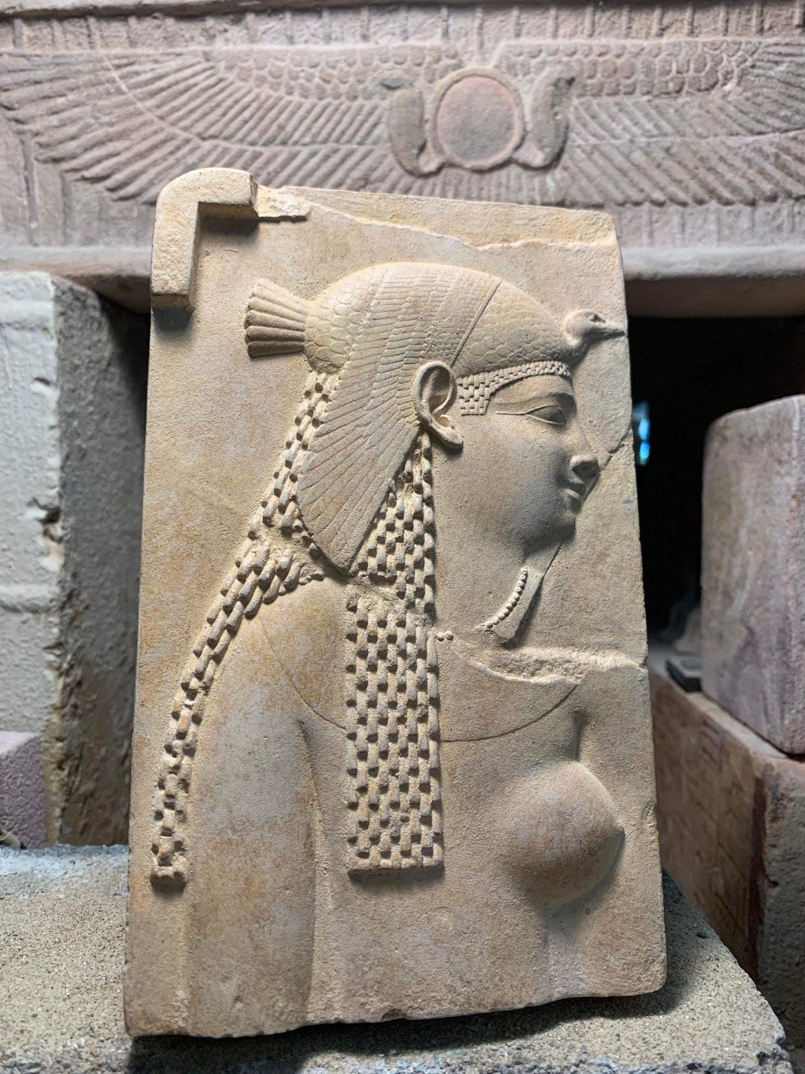 Egyptian art - Cleopatra dressed as the Goddess Isis - Relief sculpture ...