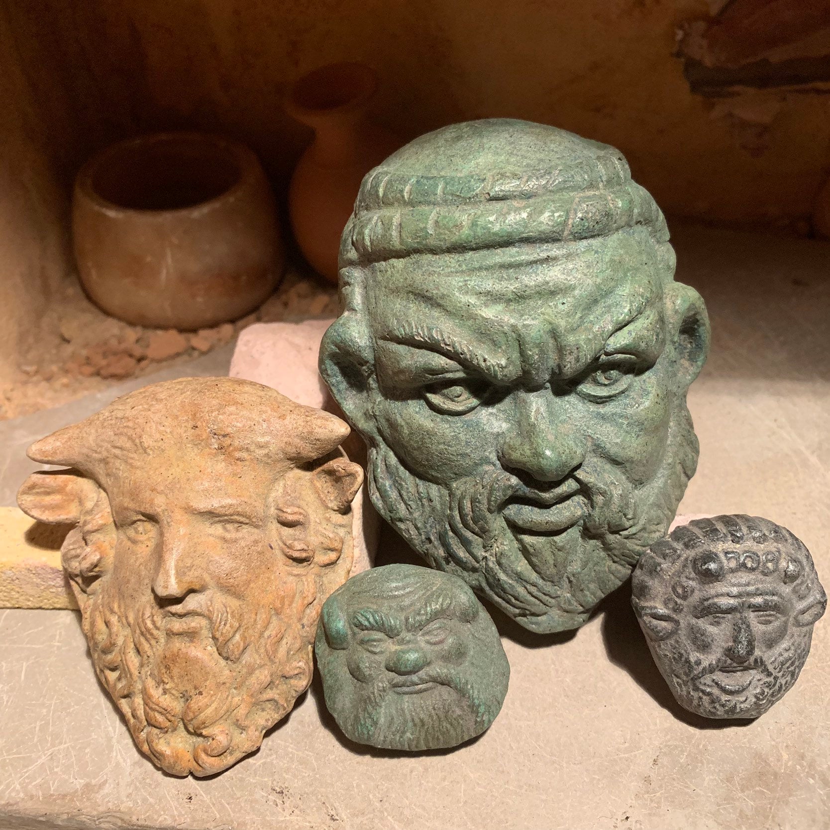 Satyr trio Achelous - Etruscan / Greek / Sculpture Statue set - Museum ...