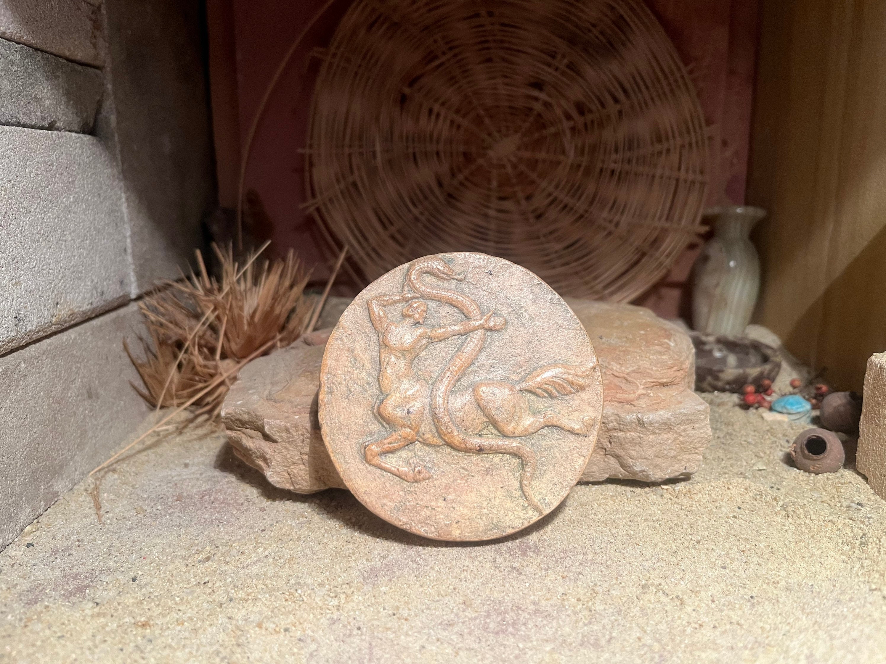 Centaur and serpent / snake - Greek / Roman mythology - relief amulet
