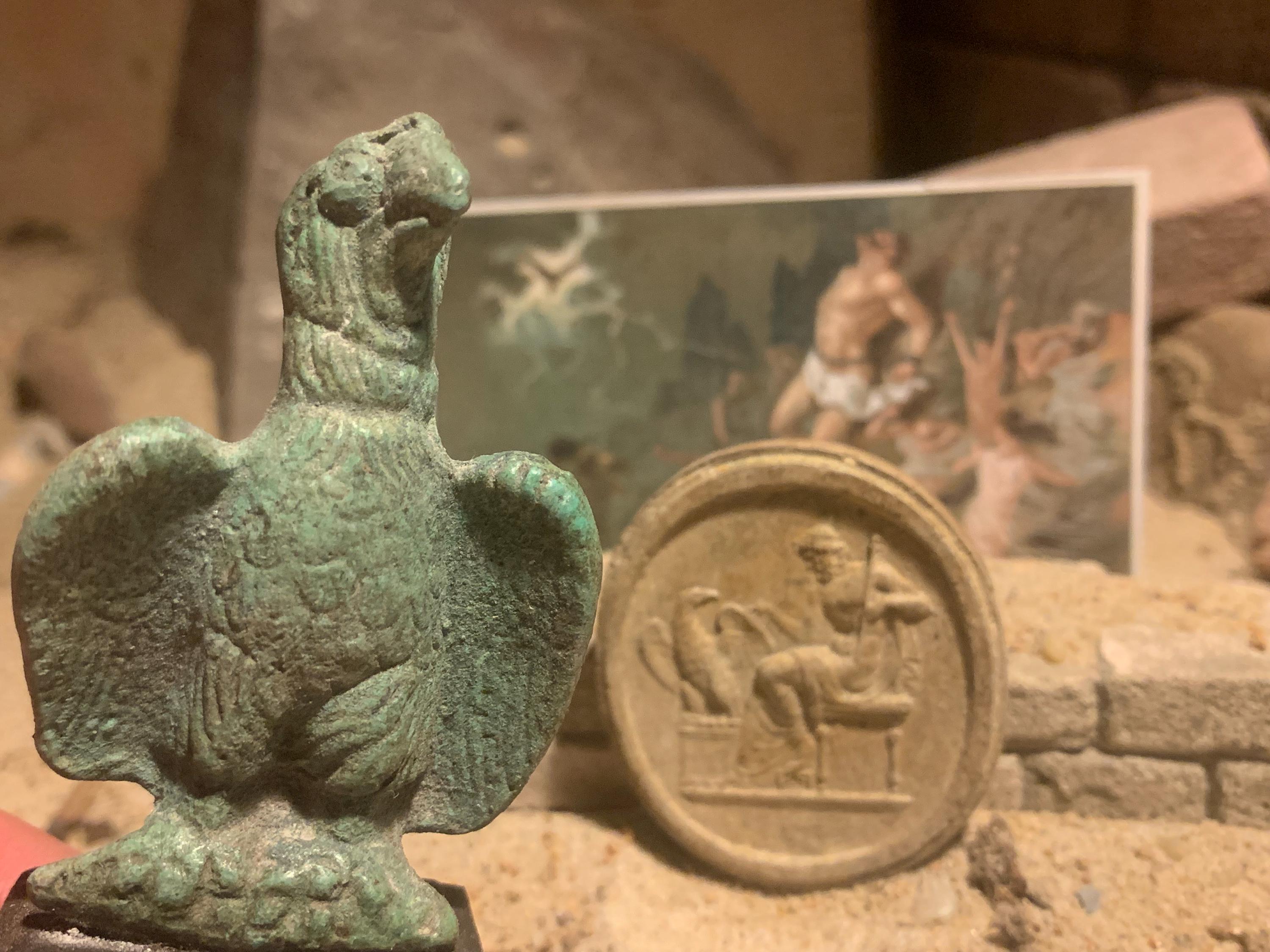 Zeus and Aquila Ancient Greek / Roman art. Eagle statue and amulet ...
