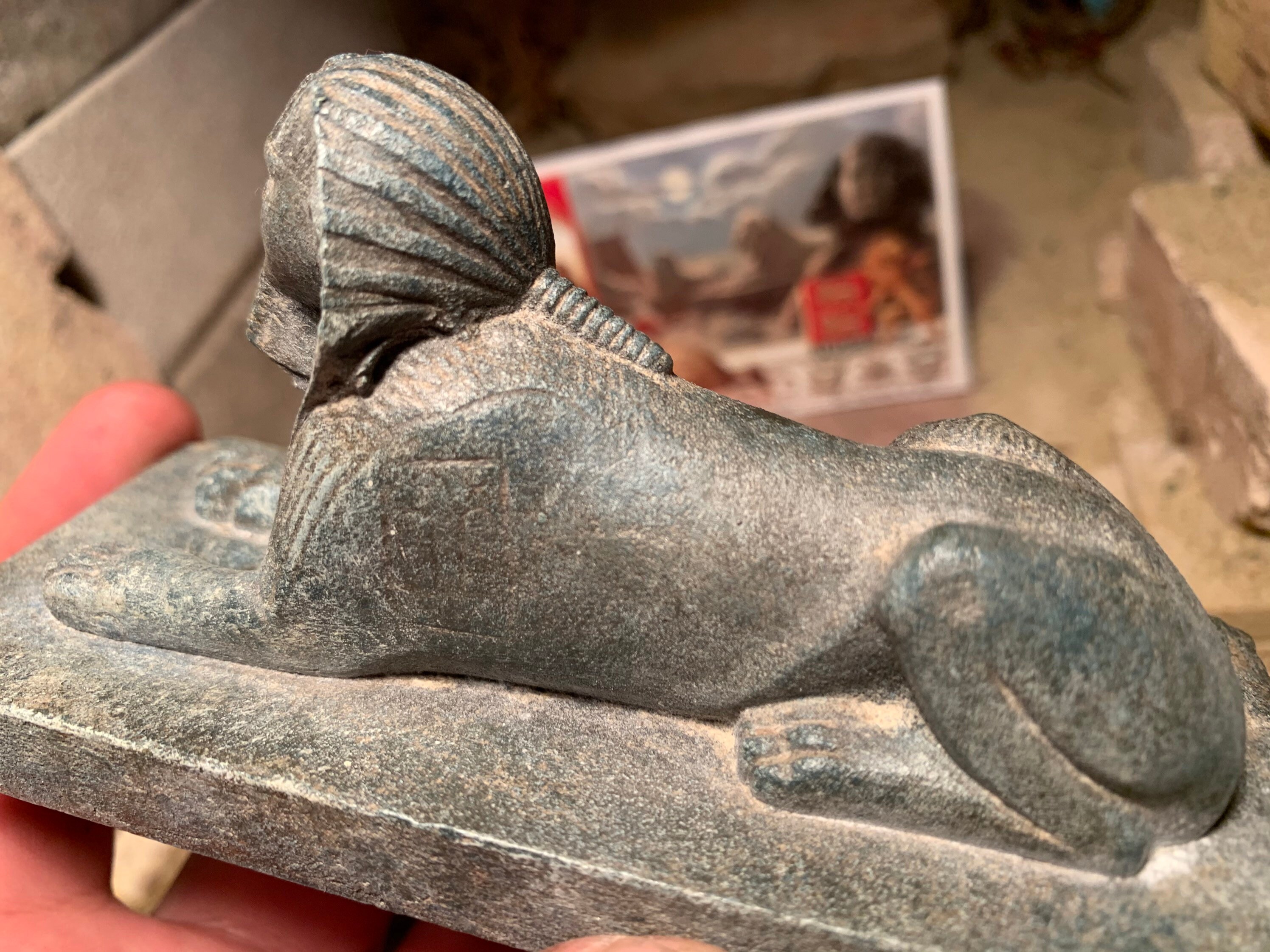 Egyptian Sphinx statue and amulet replica set. Egyptian sculpture and ...