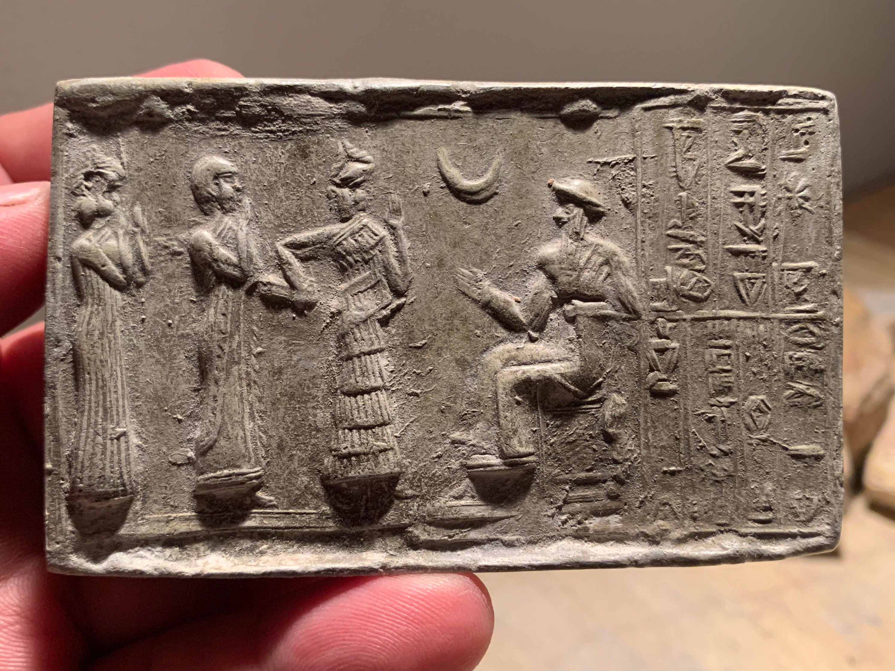 Sumerian cylinder seal of Ur Nammu. Museum replica tablet set ...