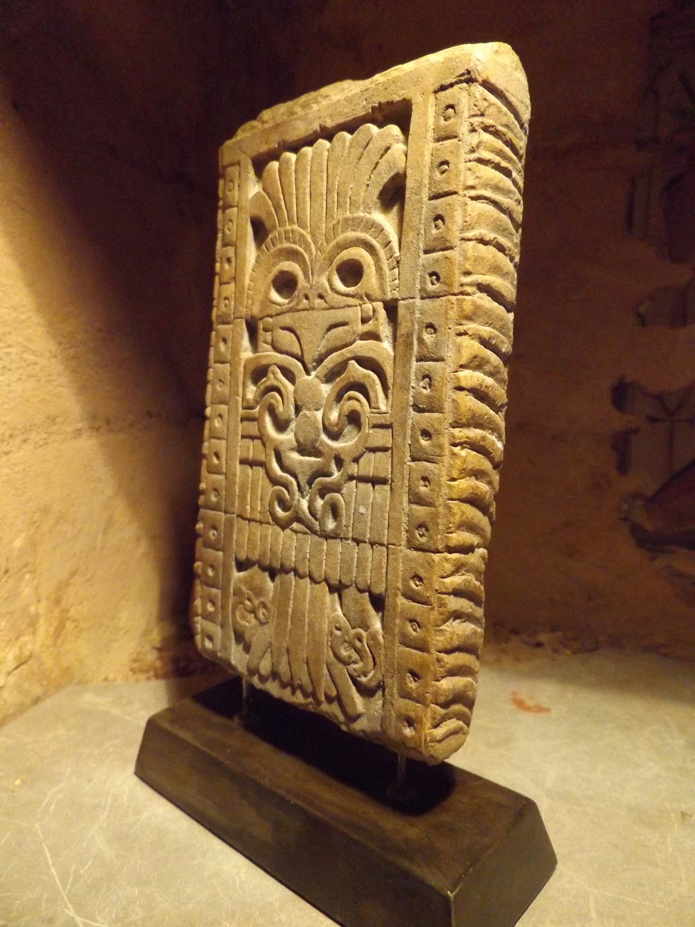 Mayan art / Teotihuacan relief of Quetzalpapalotl or Spear thrower owl ...