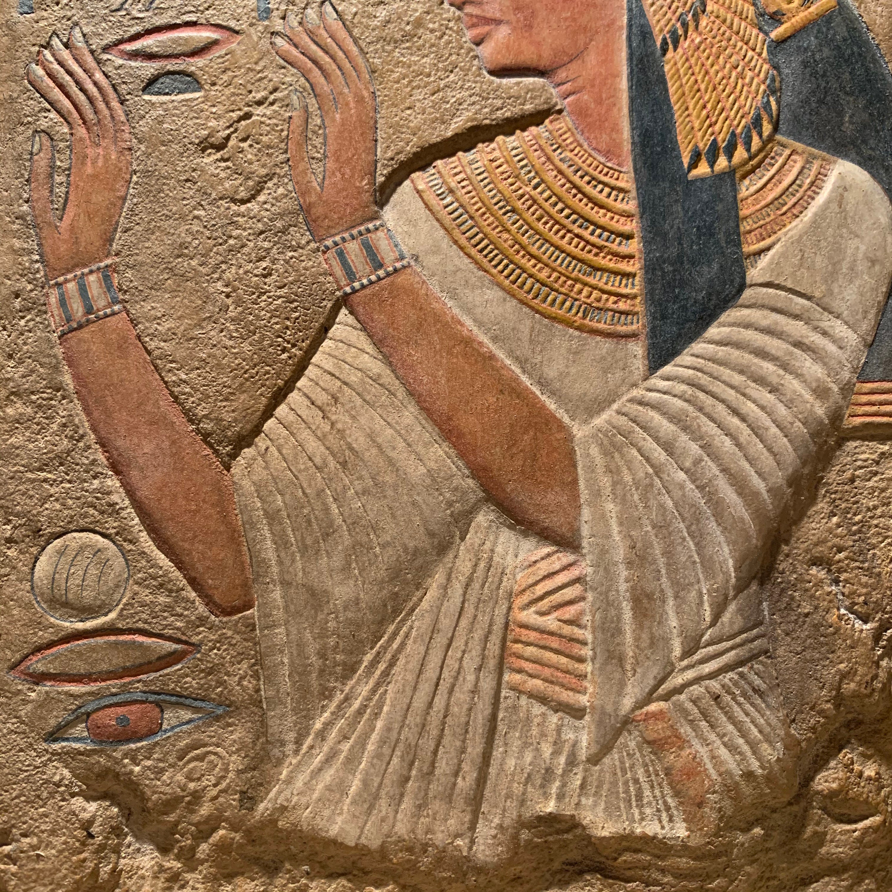 Egyptian art / sculpture - painted relief carving of Queen Nefertari ...