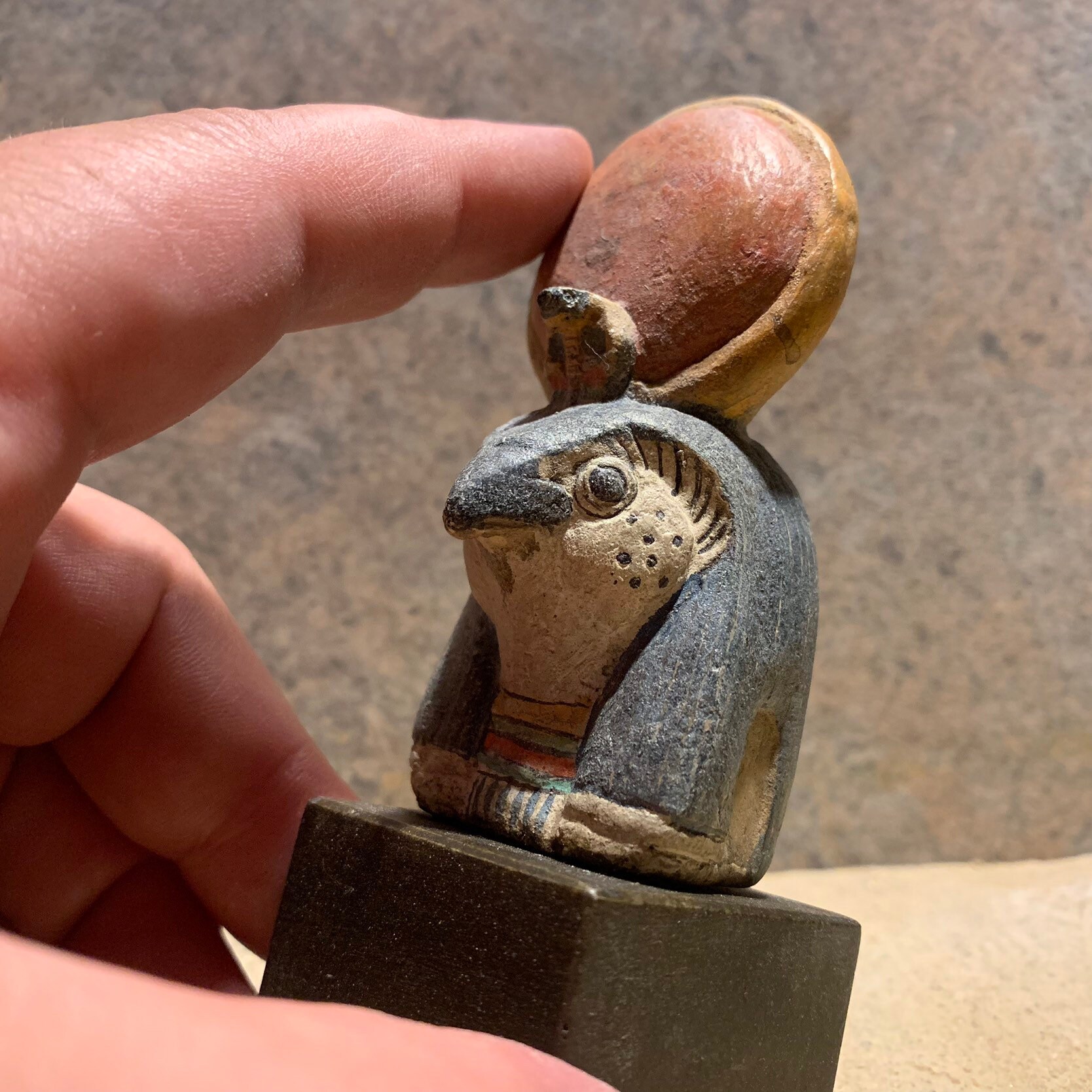 Egyptian statue / sculpture replica of Ra the sun god.