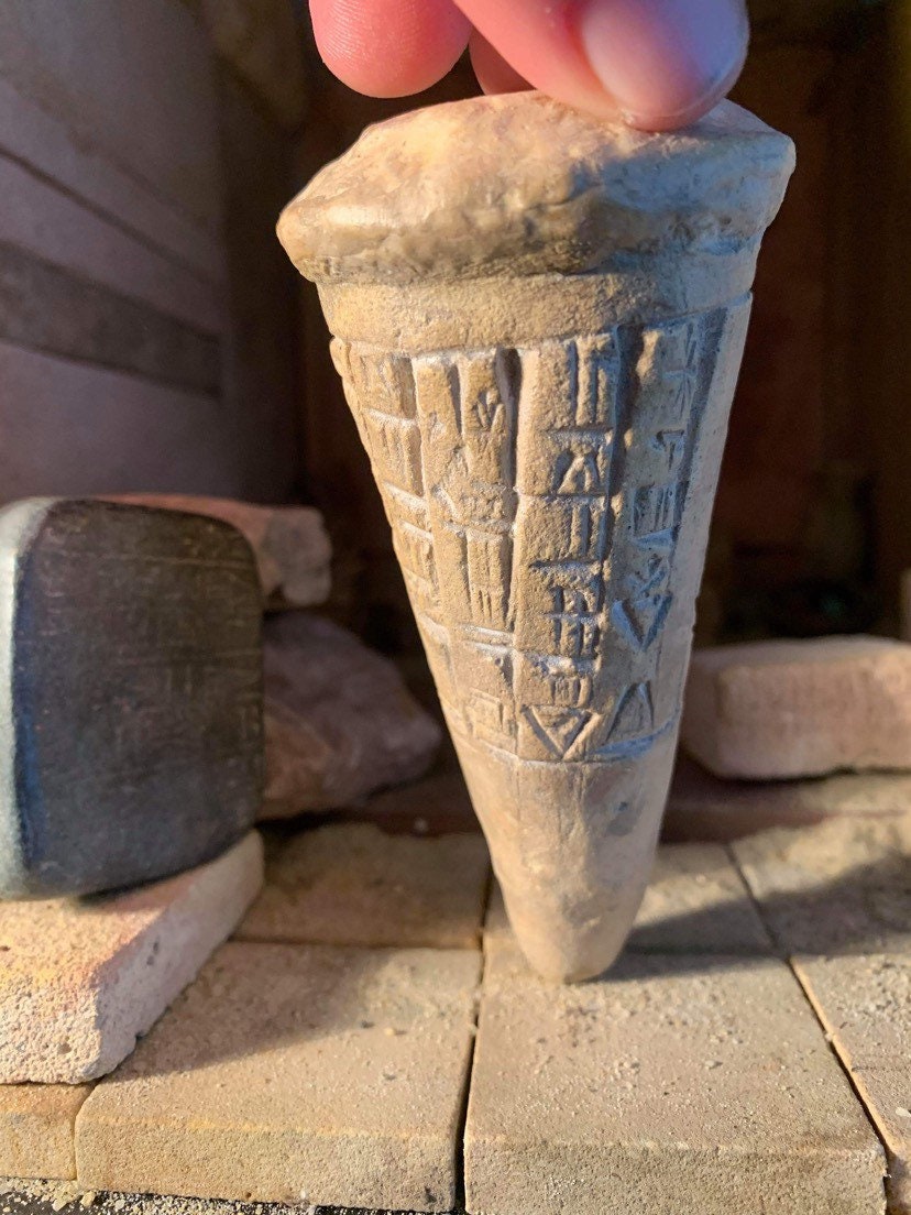 Sumerian cuneiform foundation cone of Gudea - Governor of the city of ...