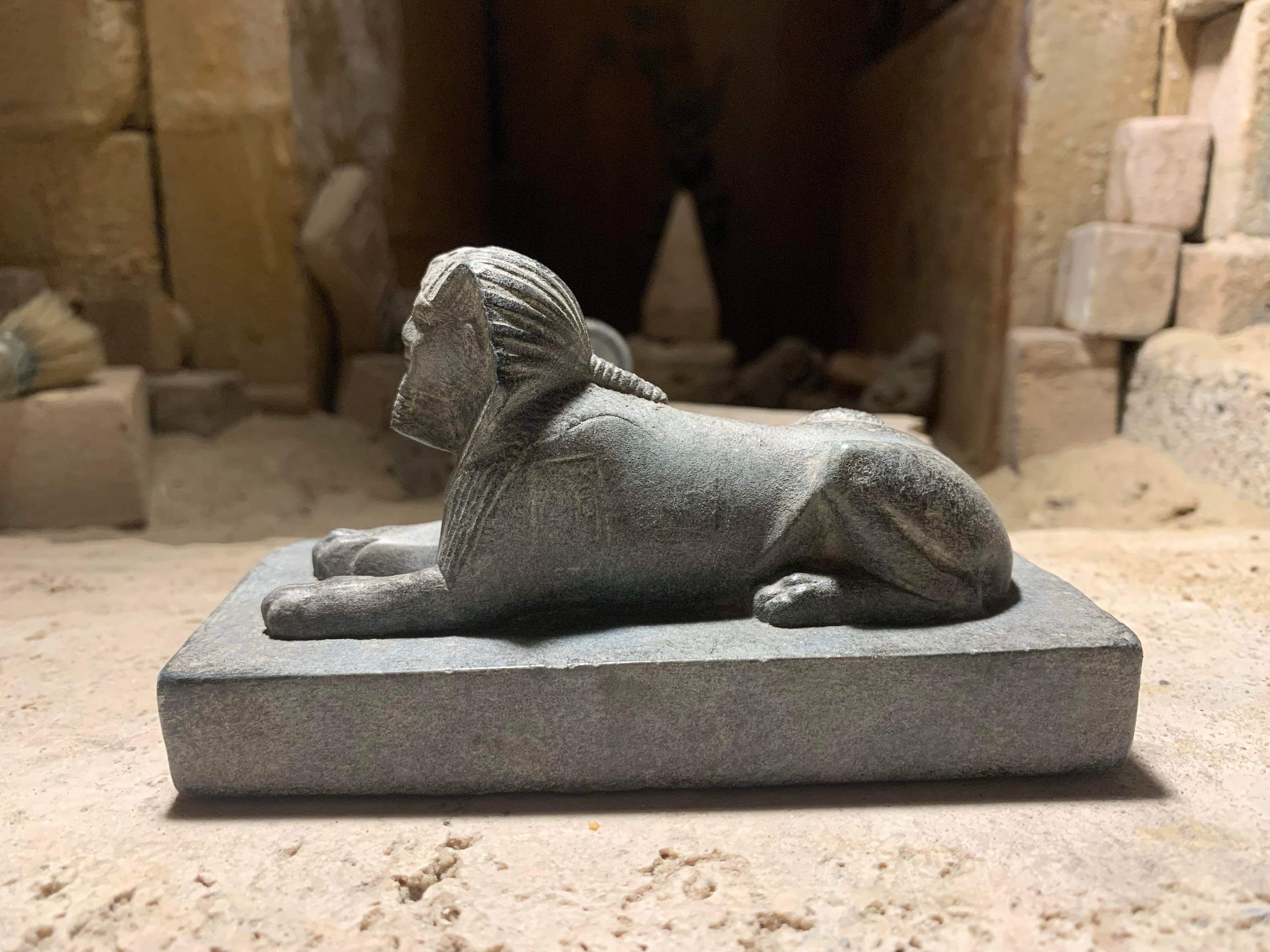 Egyptian Sphinx statue and amulet replica set. Egyptian sculpture and ...