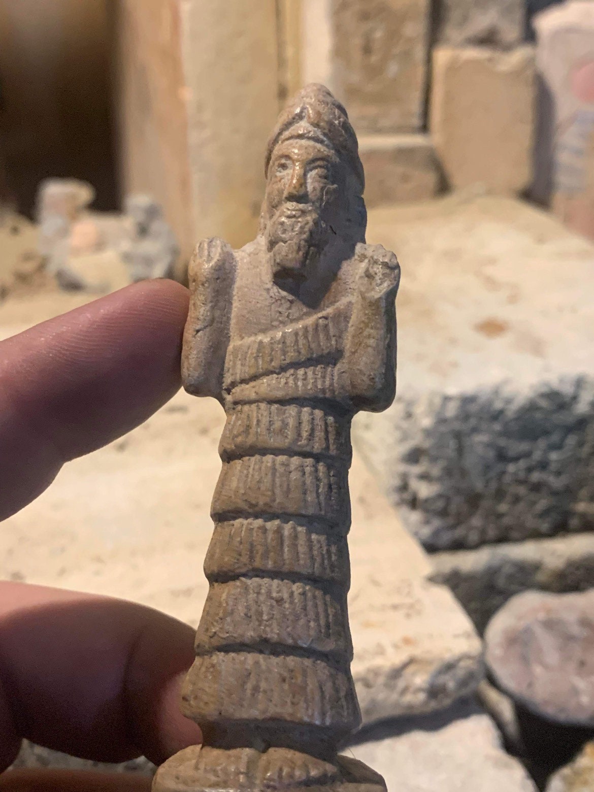 Sumerian statue and seal impression replica. Enki, Ishtar, Shamash ...