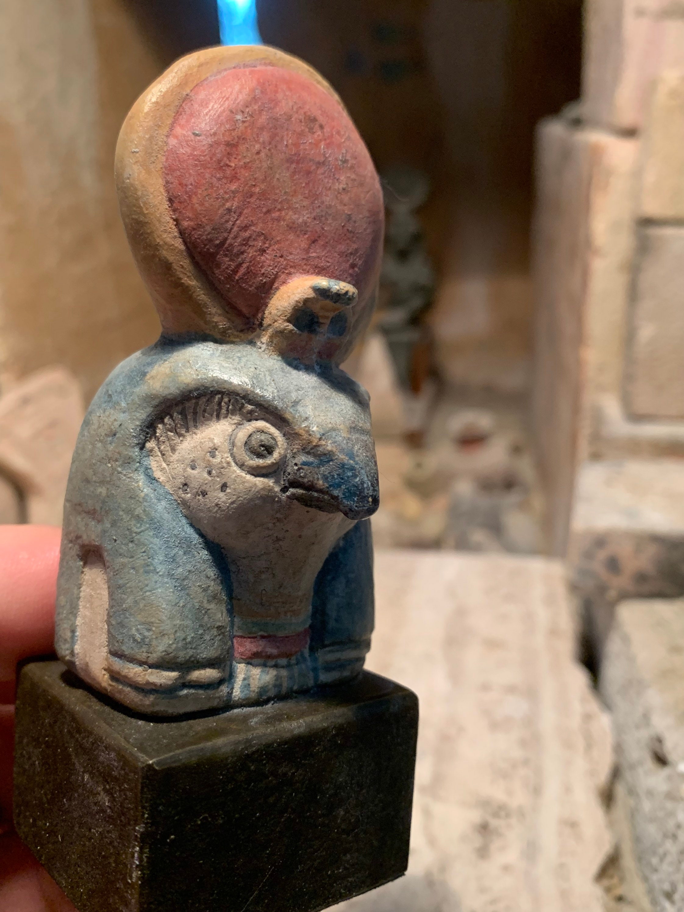 Egyptian statue / sculpture replica of Ra the sun god.