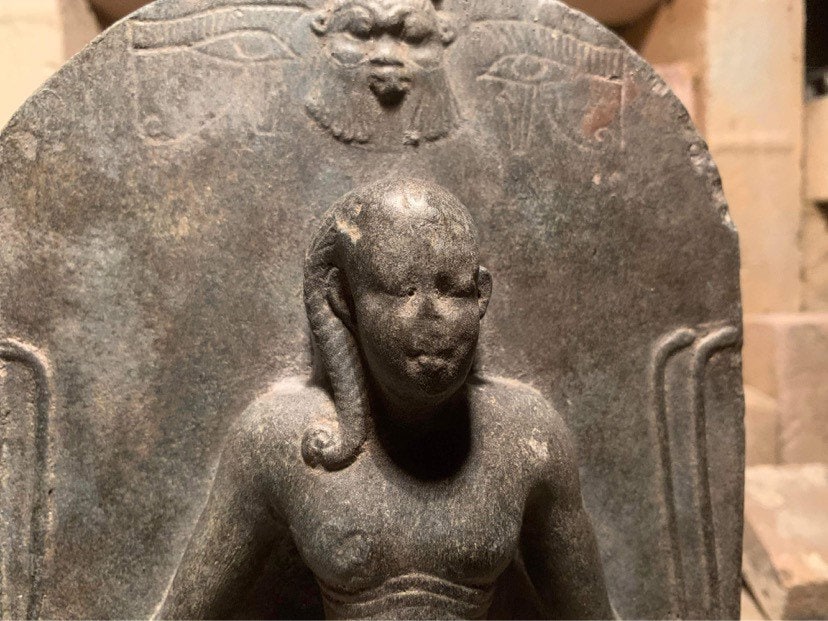 Egyptian statue / cippus - A magical stela featuring Horus the saviour ...