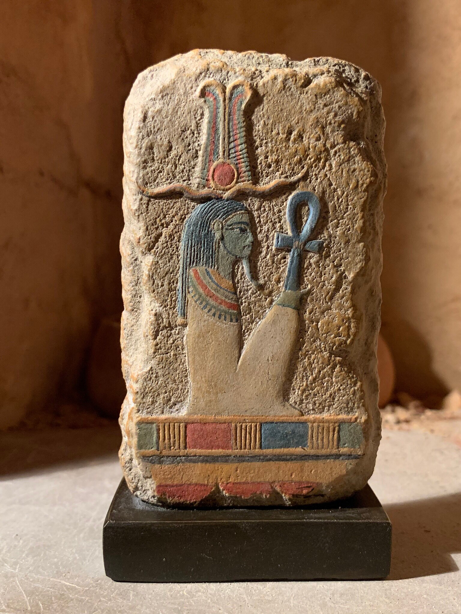 Egyptian art - painted relief sculpture of the God Osiris. Mythology of ...