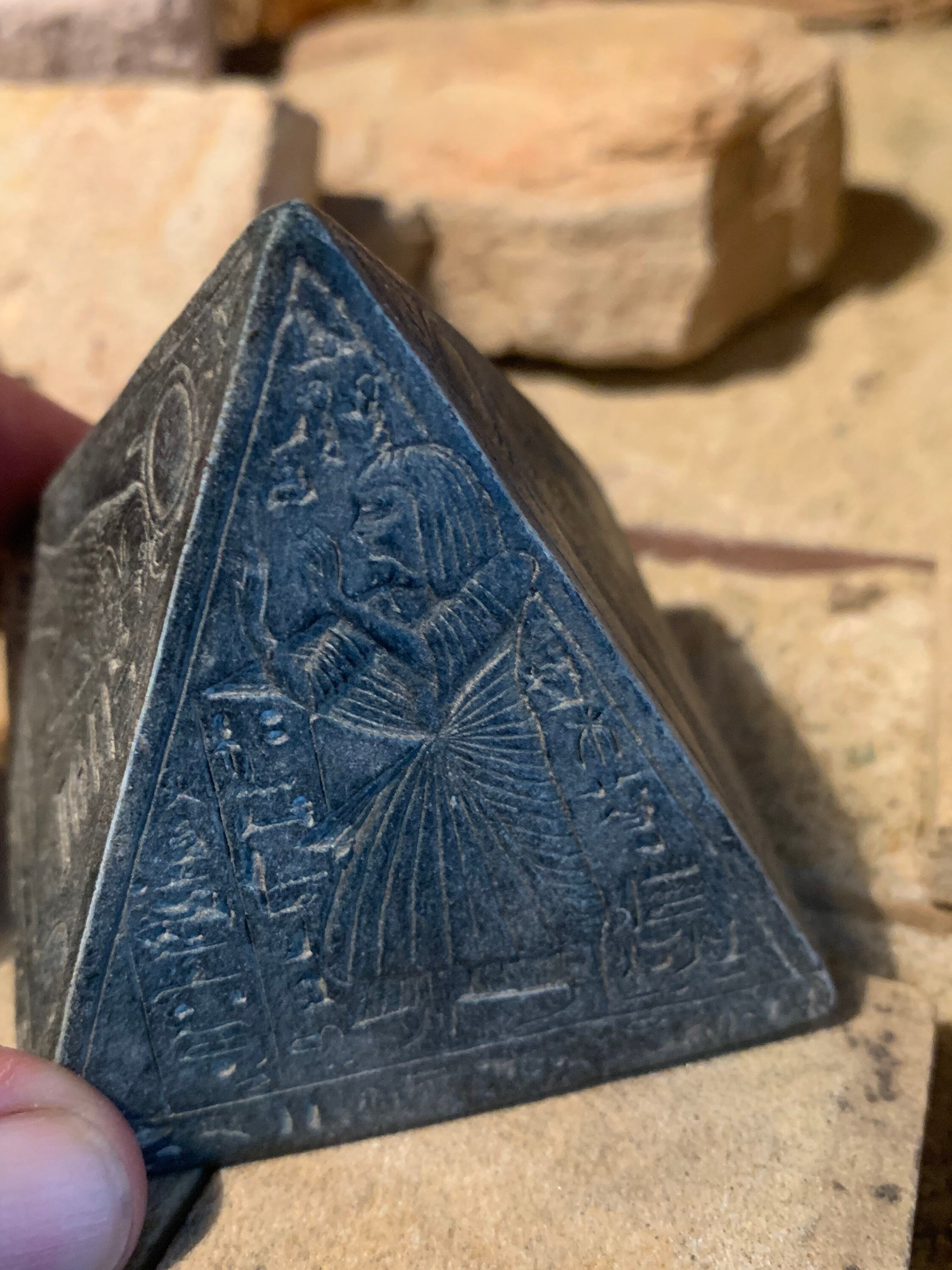 Egyptian pyramid of Ra and eye of Horus necklace amulet