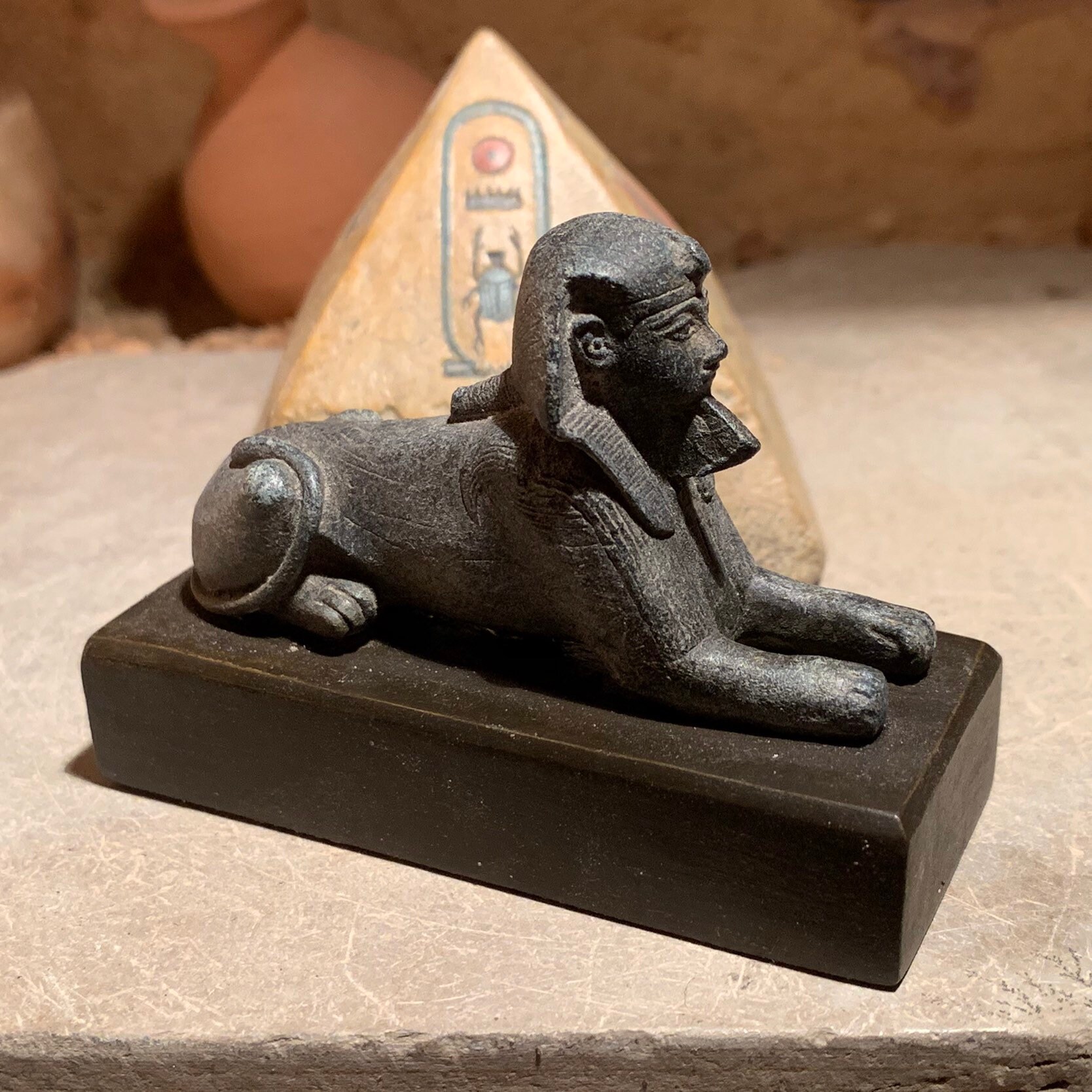 Egyptian-Replica-Sphinx-statue-with-Pyramid-featuring-Isis-knot ...