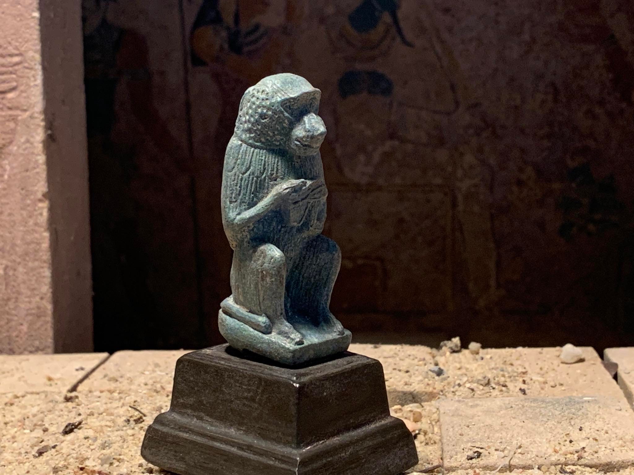 Egyptian statue of Thoth - God of writing, wisdom, records. Baboon form ...