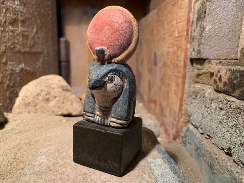 Egyptian statue / sculpture replica of Ra the sun god.