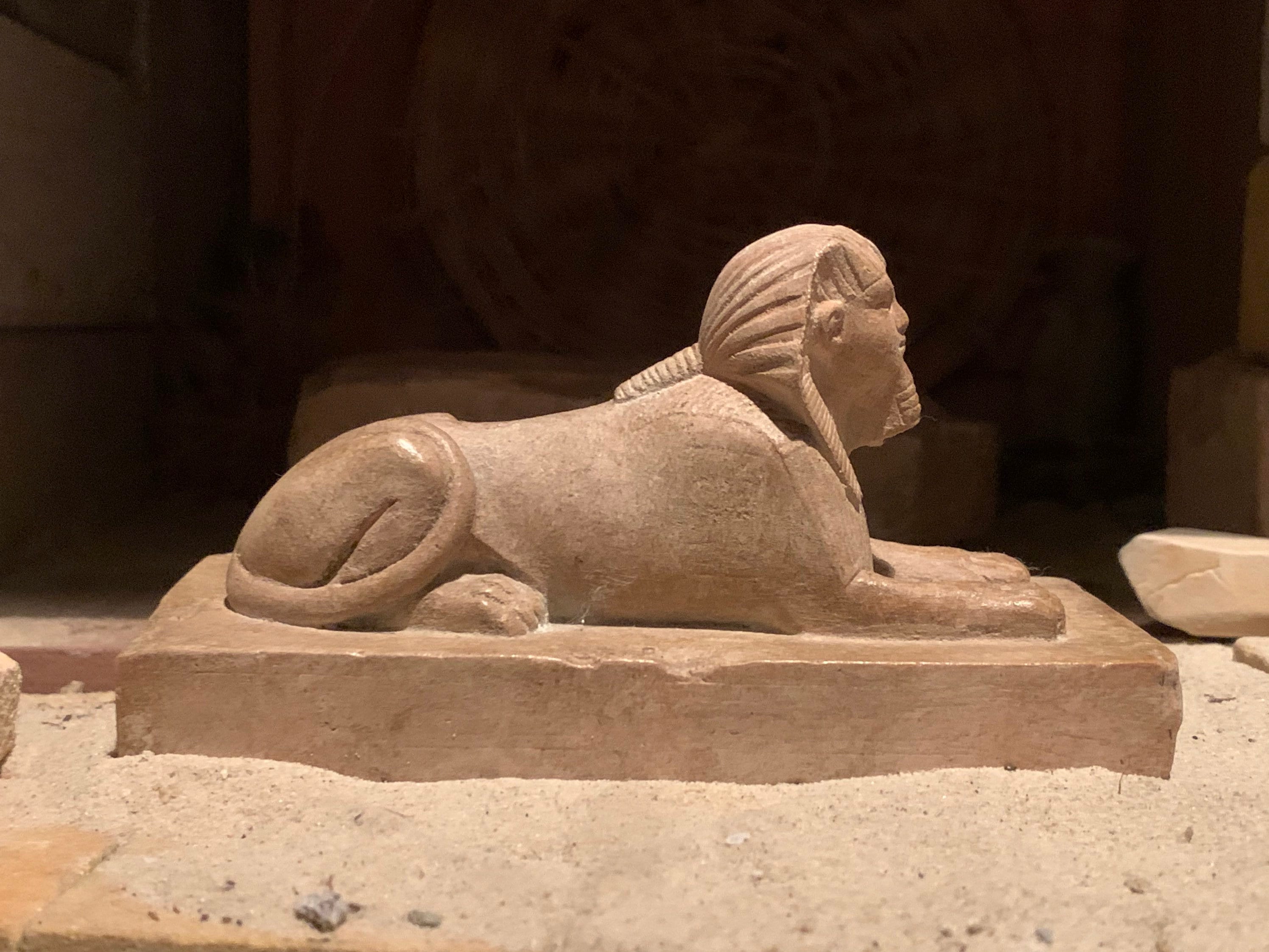 Egyptian Sphinx statue and amulet replica set. Egyptian sculpture and ...