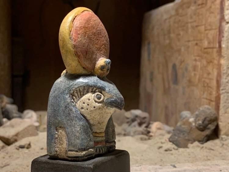 Egyptian statue / sculpture replica of Ra the sun god.