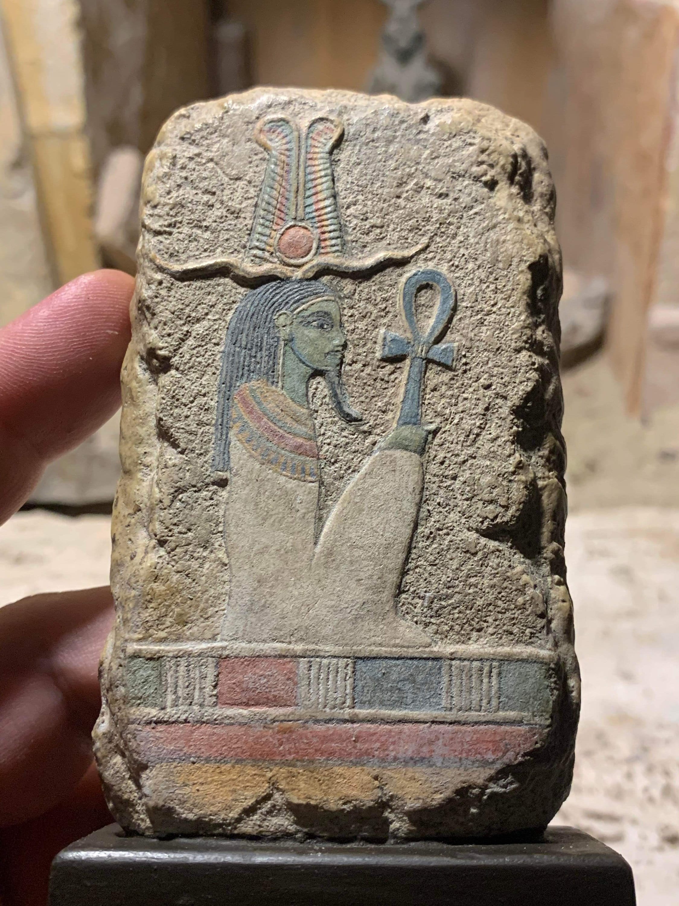 Egyptian art - painted relief sculpture of the God Osiris. Mythology of ...
