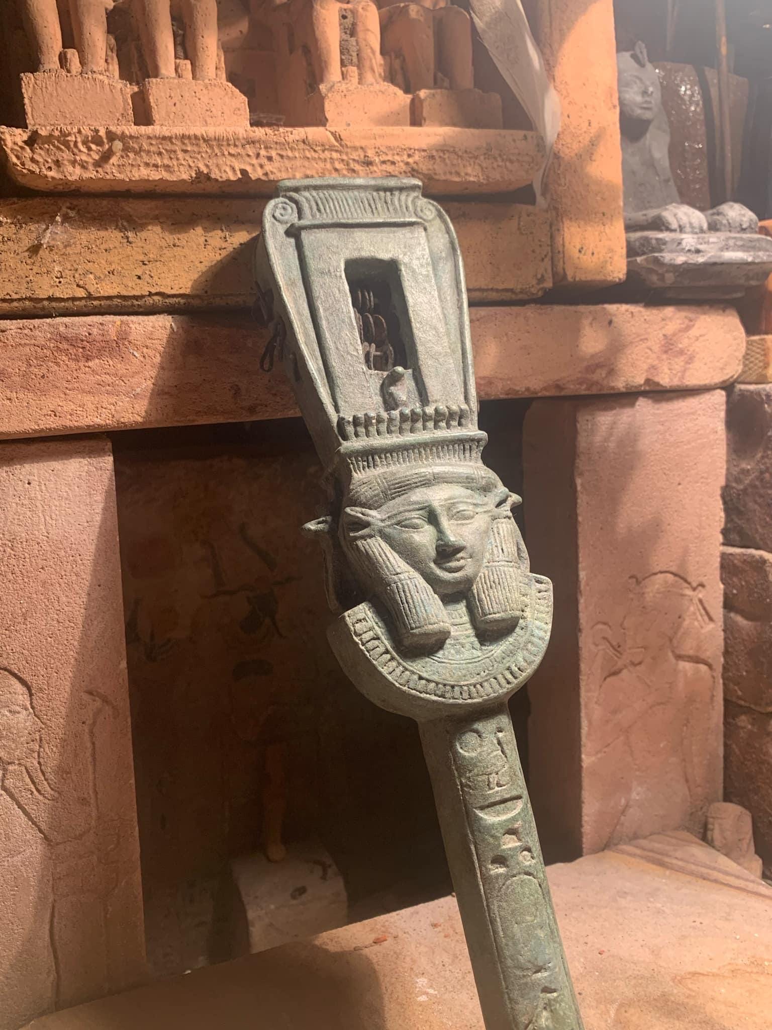 Egyptian temple rattle of Hathor the goddess of love, motherhood and music