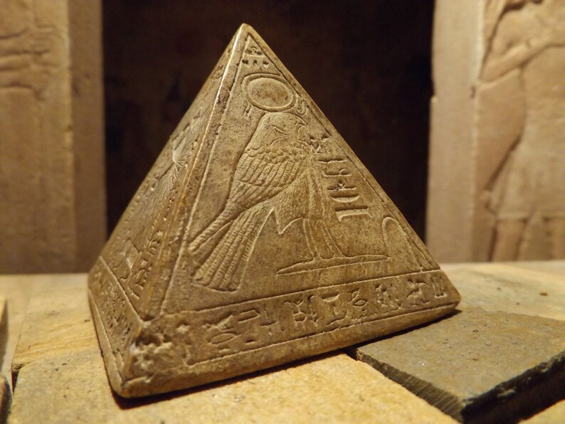 Egyptian Statue Pyramid / Pyramidion Featuring the Sun God Ra and ...