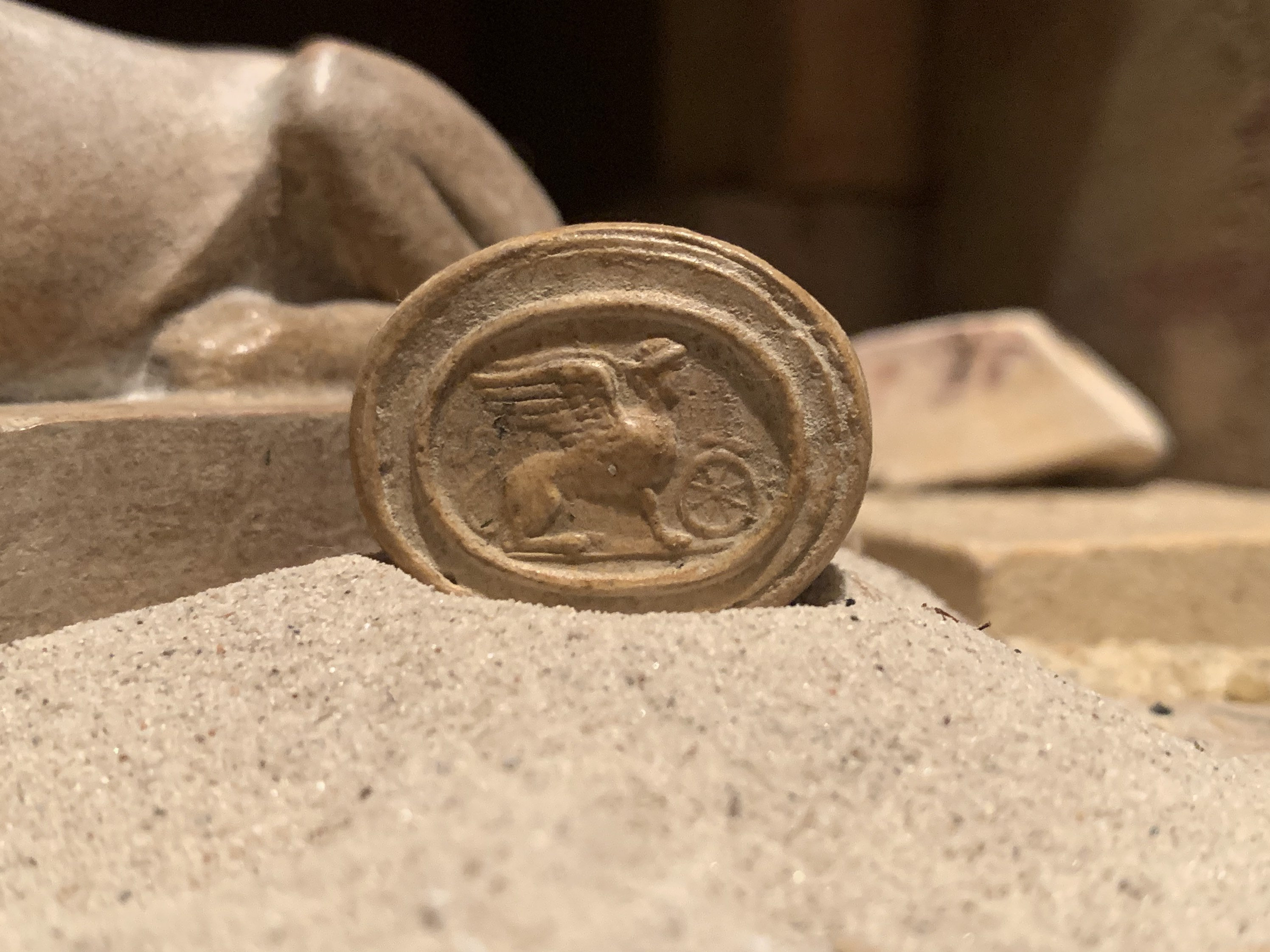 Egyptian Sphinx statue and amulet replica set. Egyptian sculpture and ...