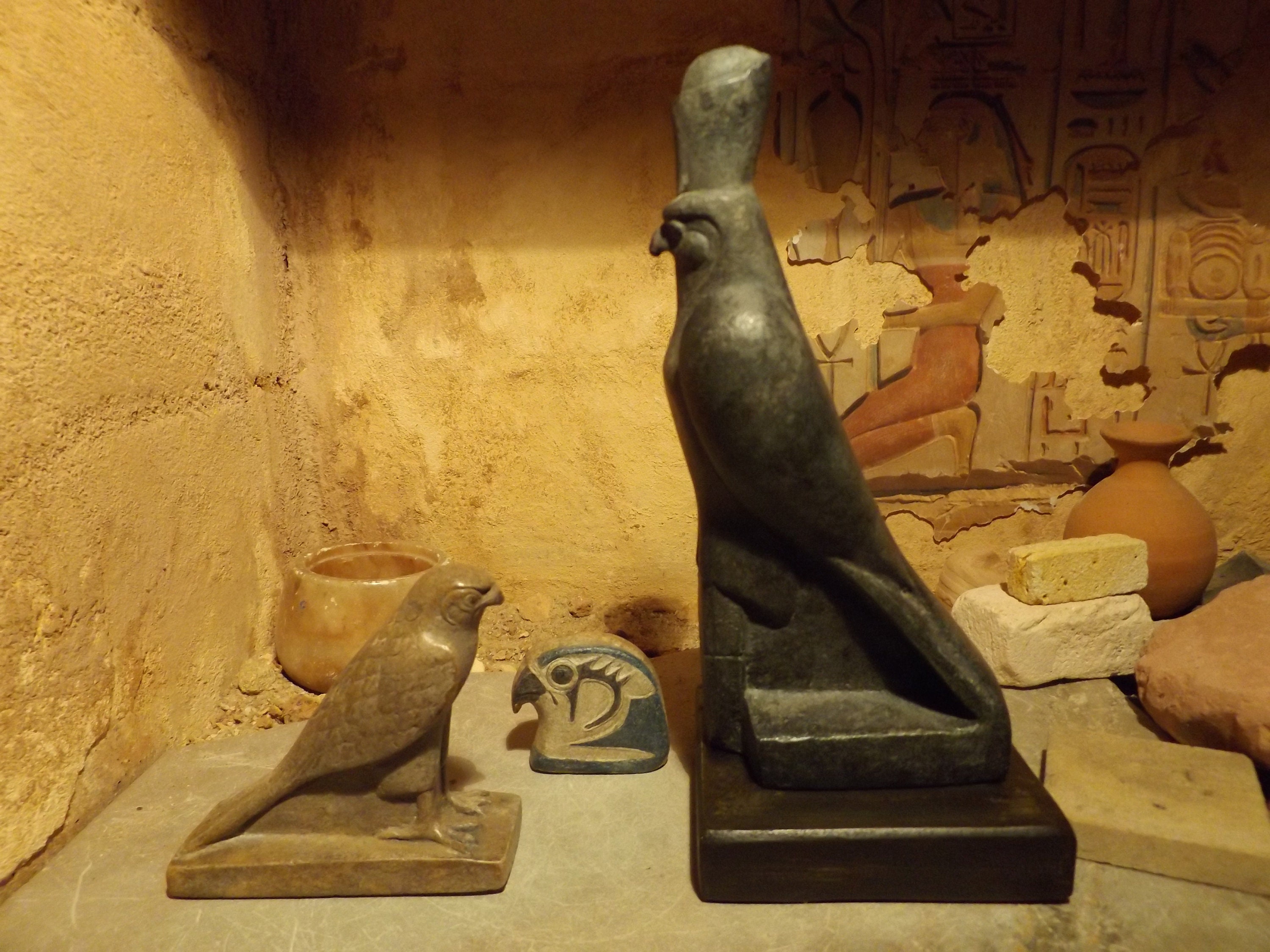 Egyptian statue set - Horus the sky god. 2 figures amulet. Egyptian art ...