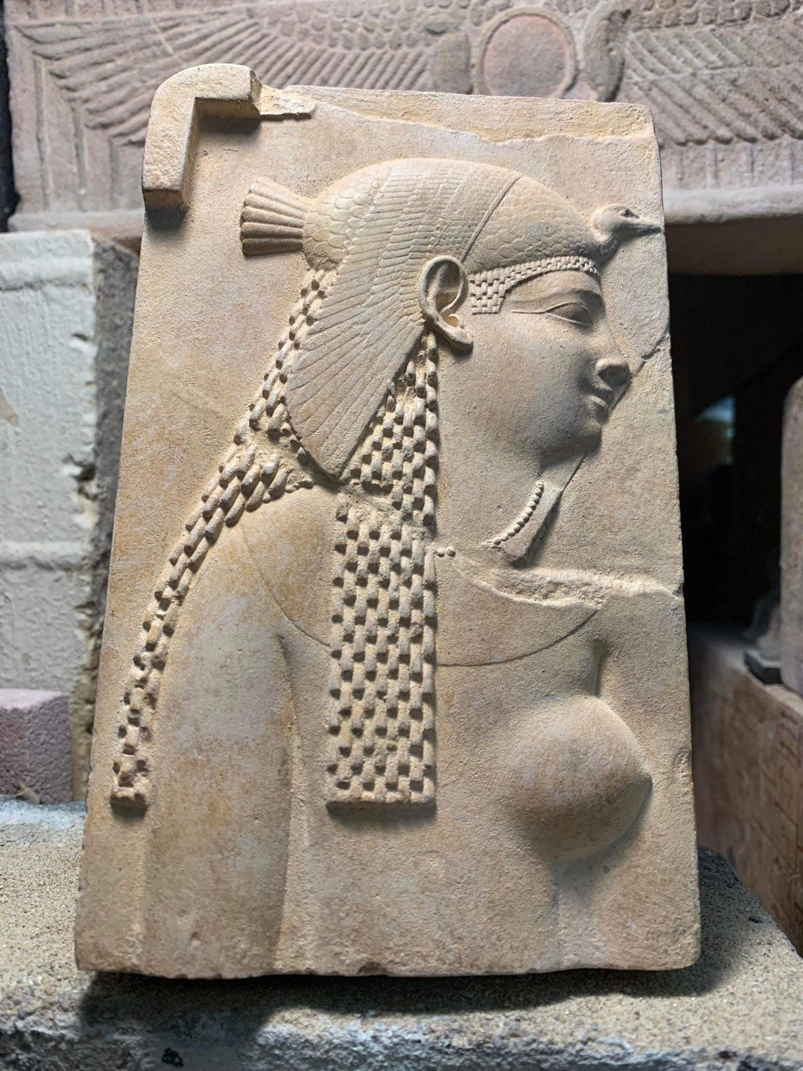 Egyptian art - Cleopatra dressed as the Goddess Isis - Relief sculpture ...