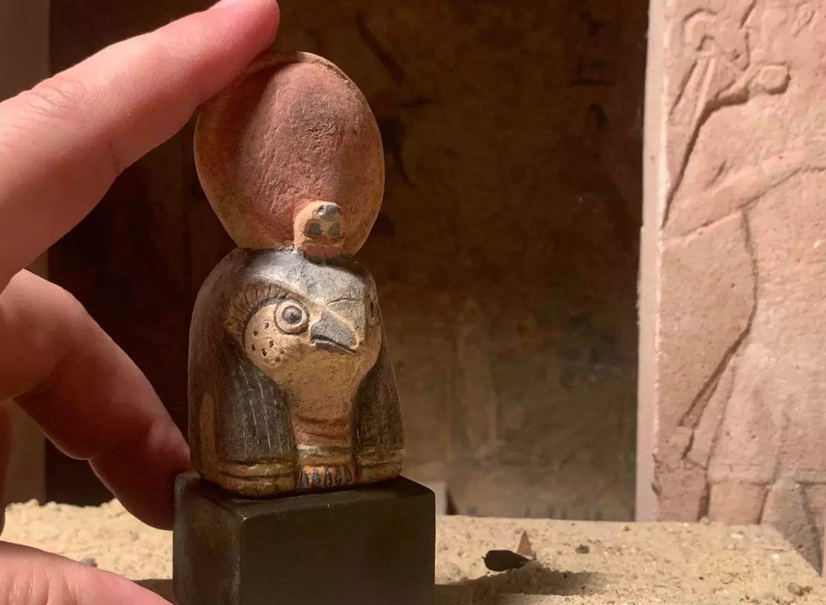 Egyptian statue / sculpture replica of Ra the sun god.