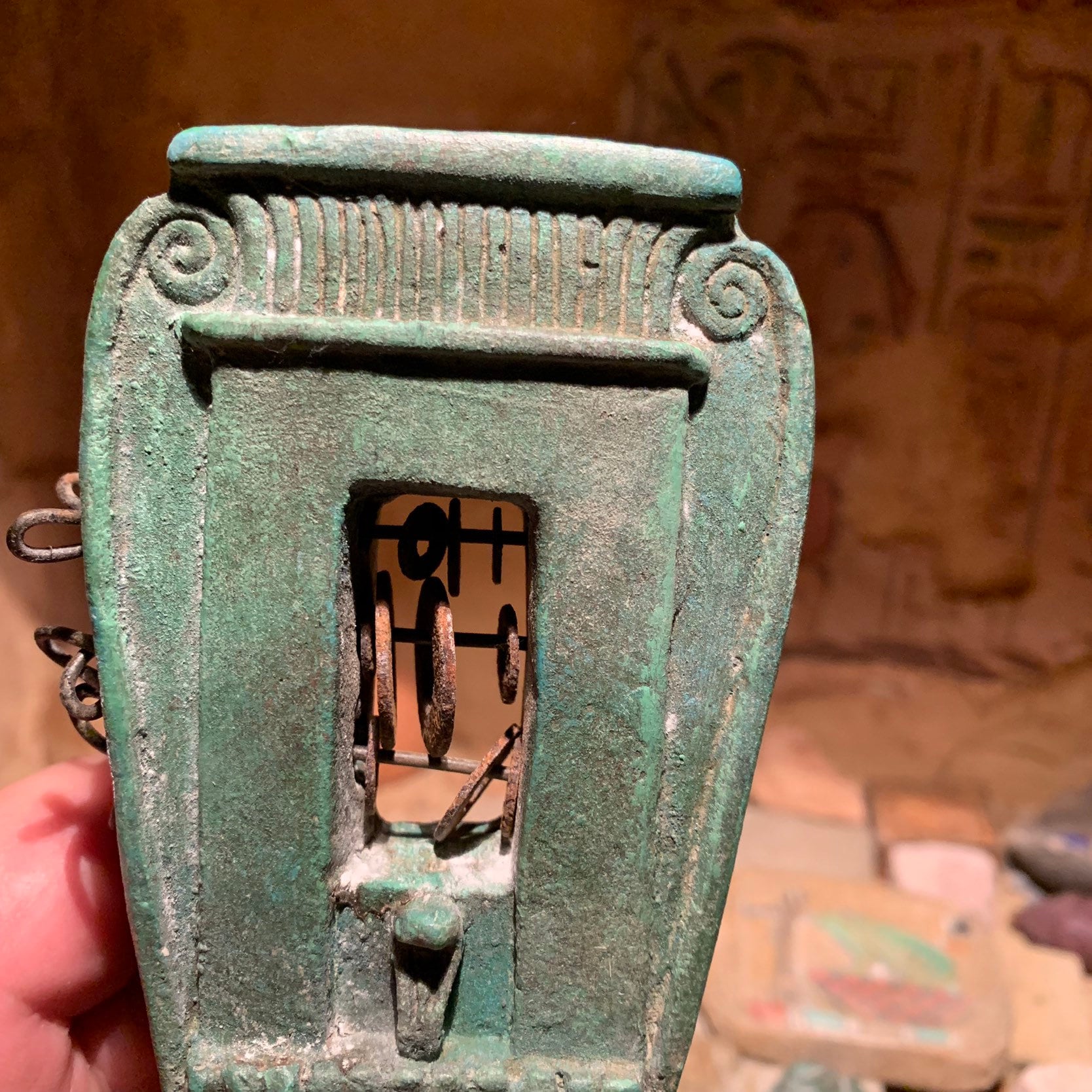 Egyptian temple rattle of Hathor the goddess of love, motherhood and music