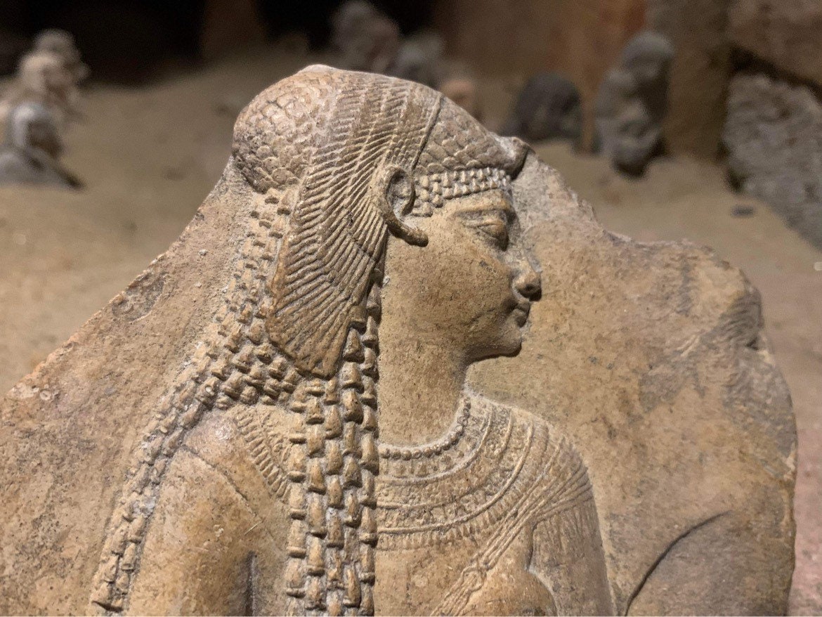 Egyptian art - Cleopatra dressed as the Goddess Isis - Relief sculpture ...