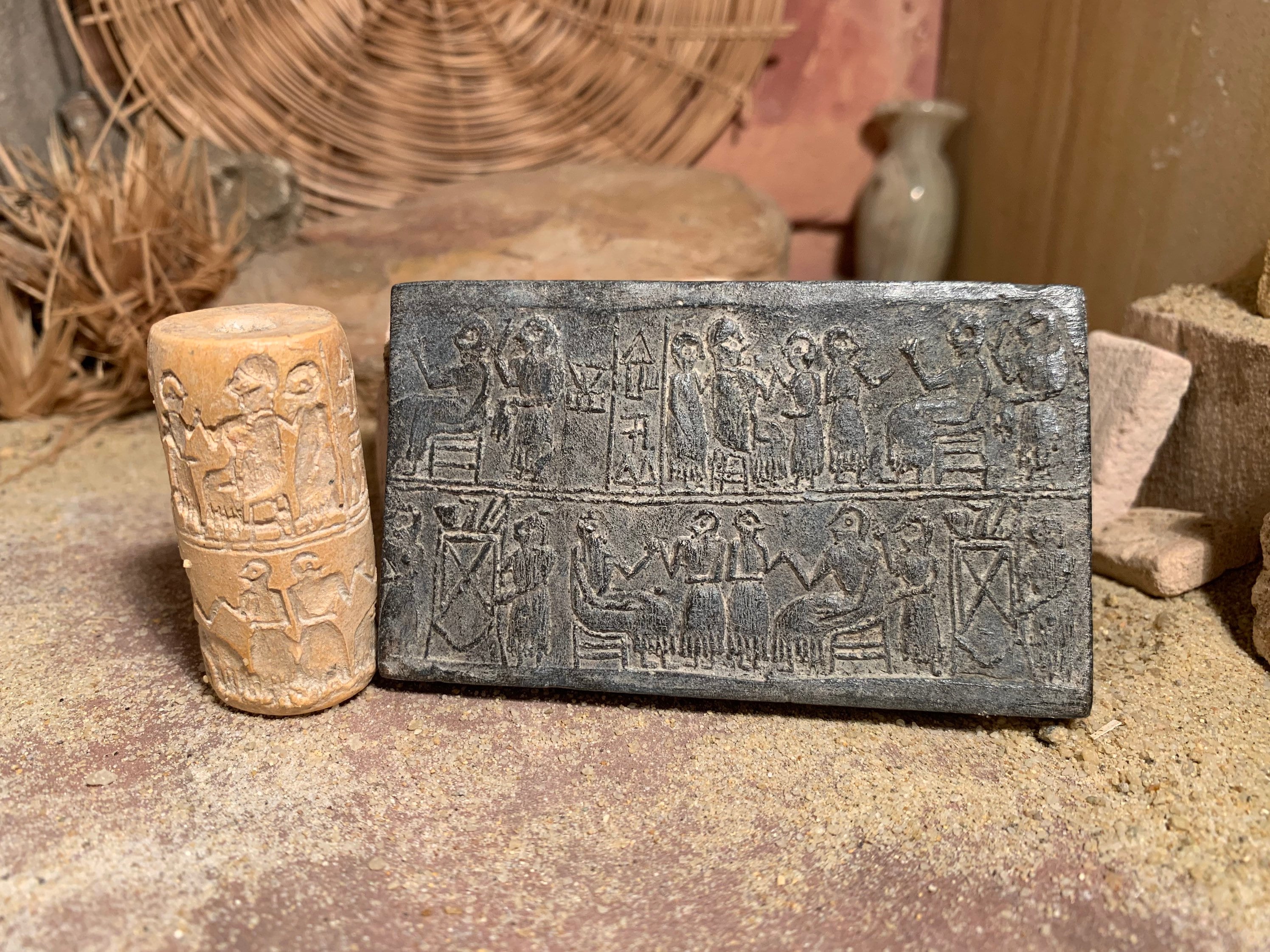 Sumerian cylinder seal replica of Queen Puabi Mesopotamian art