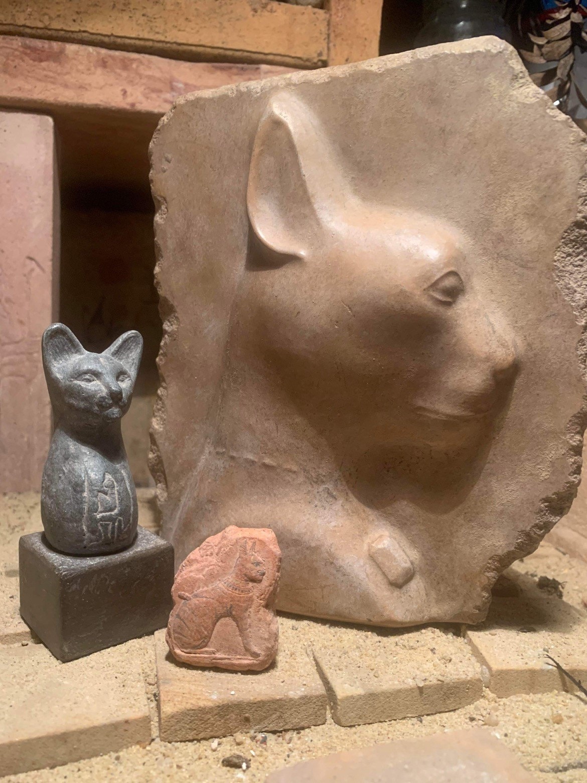 Egyptian Sculpture - Bast/Bastet Collection - statue - amulet - relief