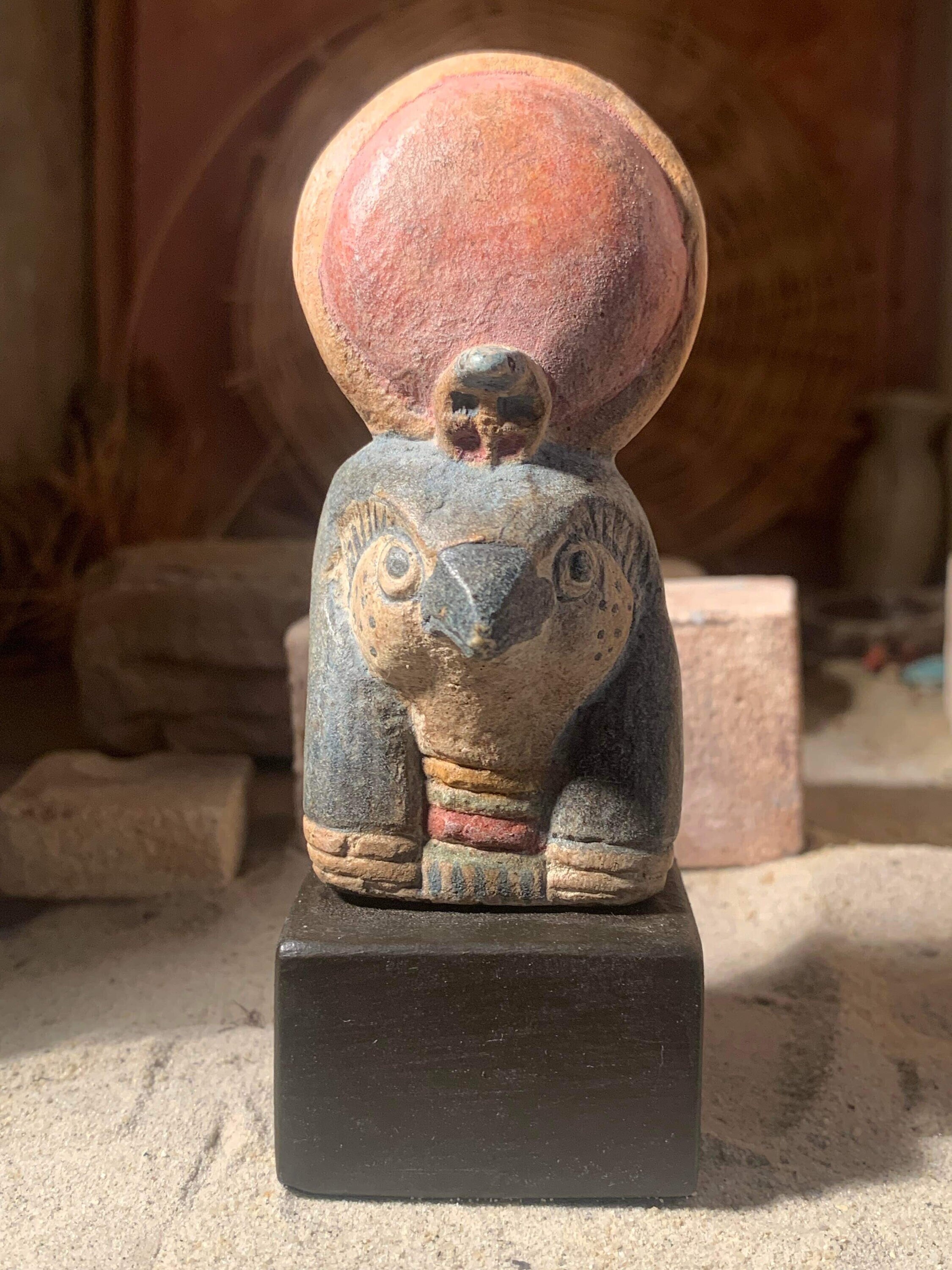 Egyptian statue / sculpture replica of Ra the sun god.