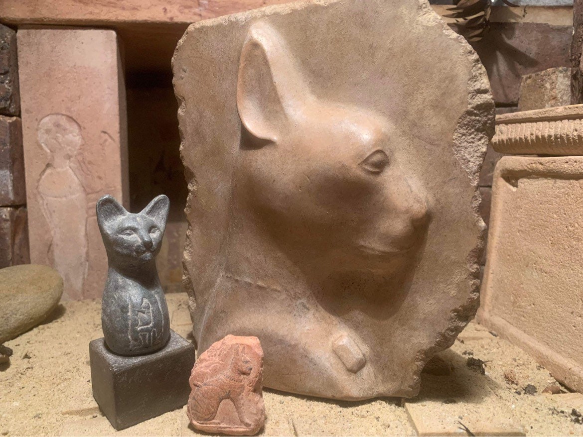 Egyptian Sculpture - Bast/Bastet Collection - statue - amulet - relief