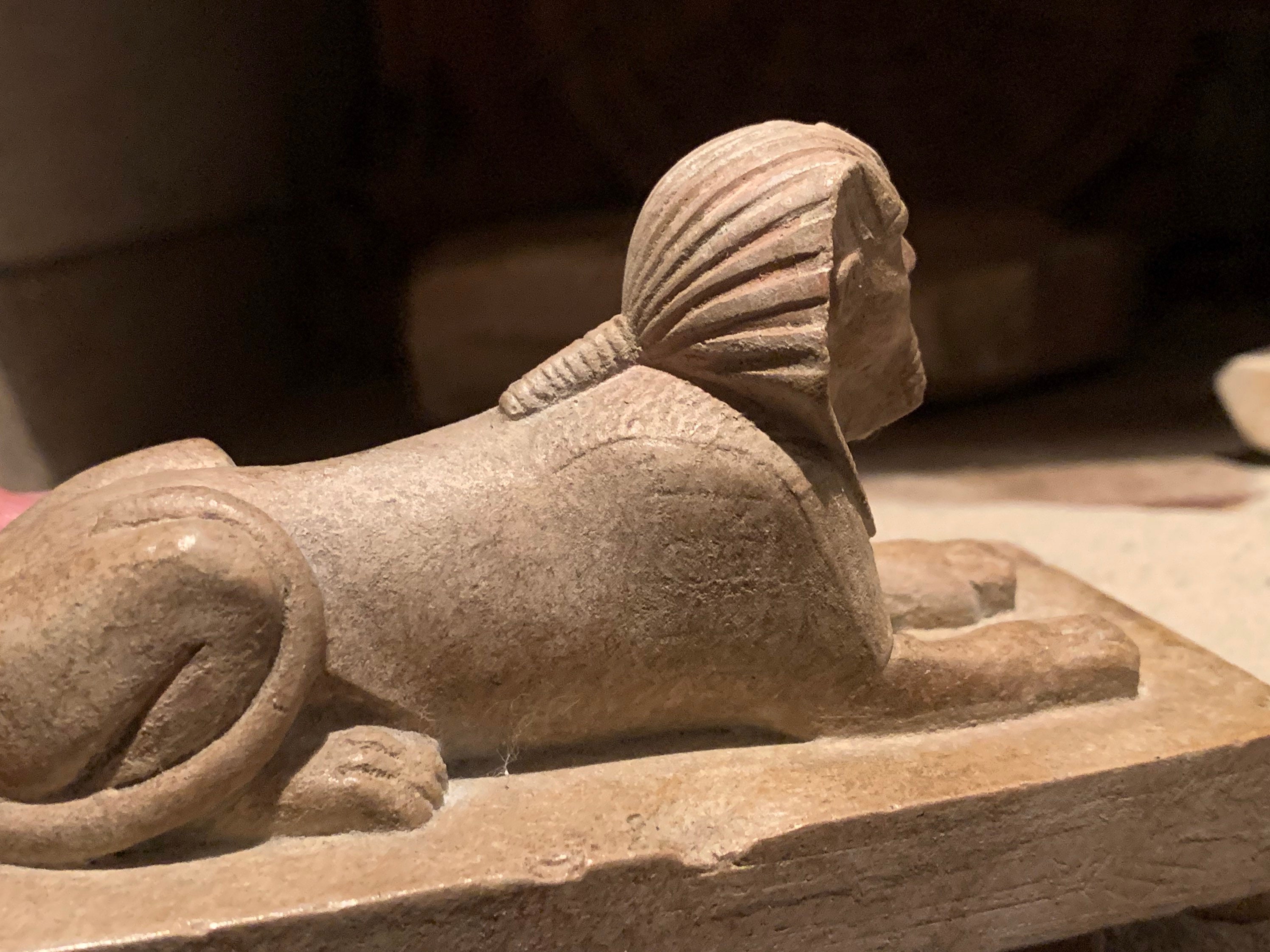 Egyptian Sphinx statue and amulet replica set. Egyptian sculpture and ...