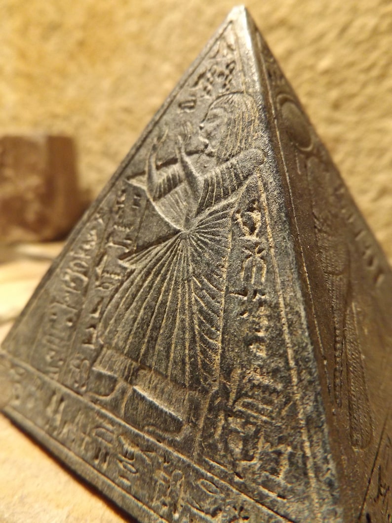 Egyptian Statue Pyramid / Pyramidion Featuring the Sun God Ra and ...