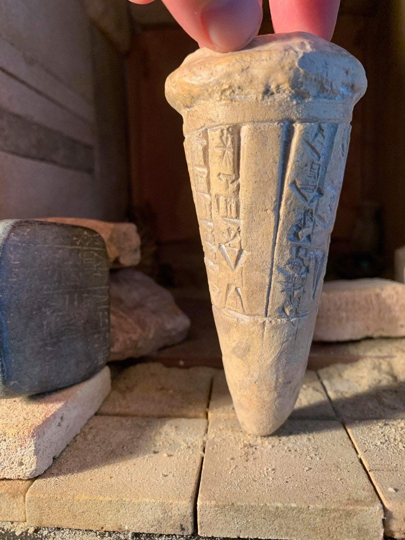 Sumerian cuneiform foundation cone of Gudea - Governor of the city of ...