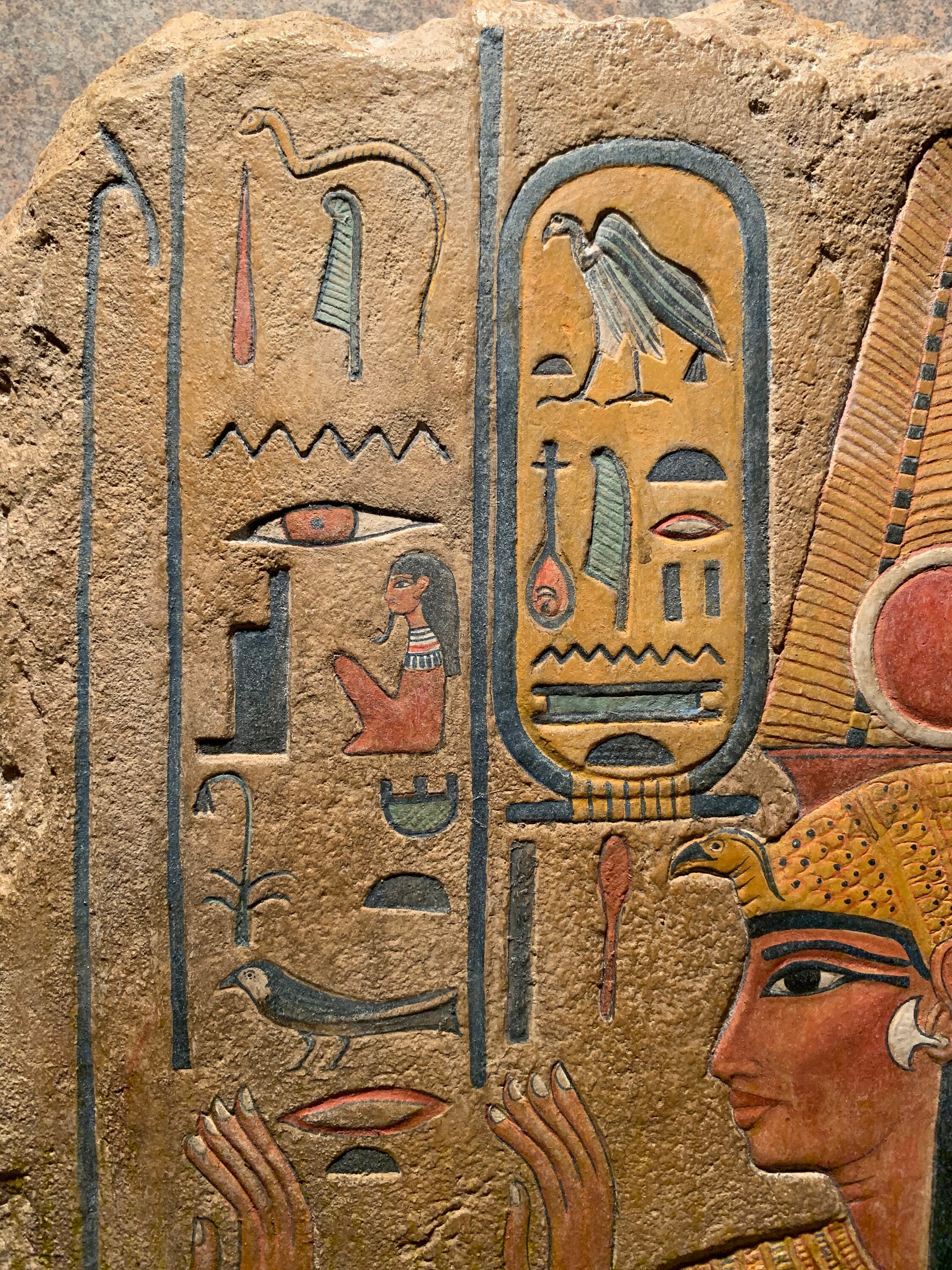 Egyptian art / sculpture - painted relief carving of Queen Nefertari ...