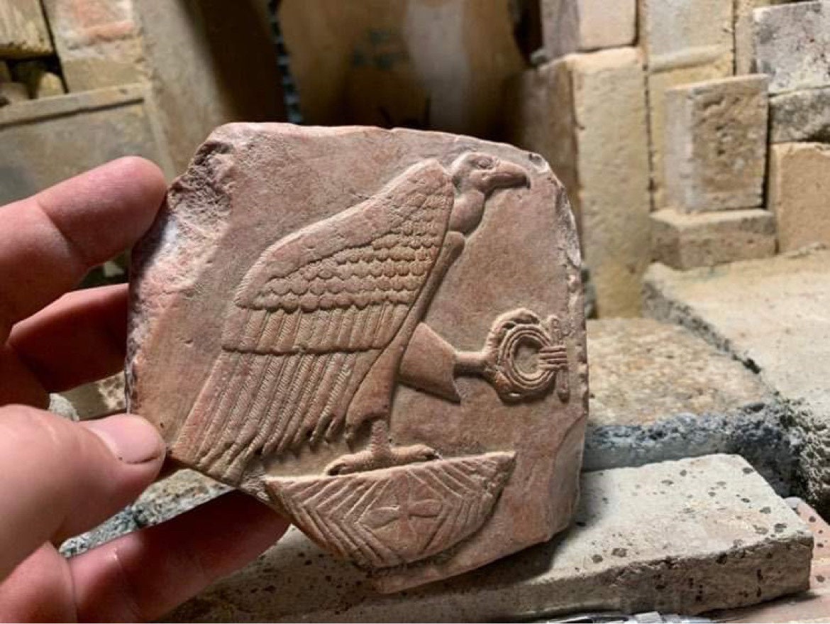 Egyptian art / sculpture relief of Nekhbet - Vulture goddess - Hierolglyph